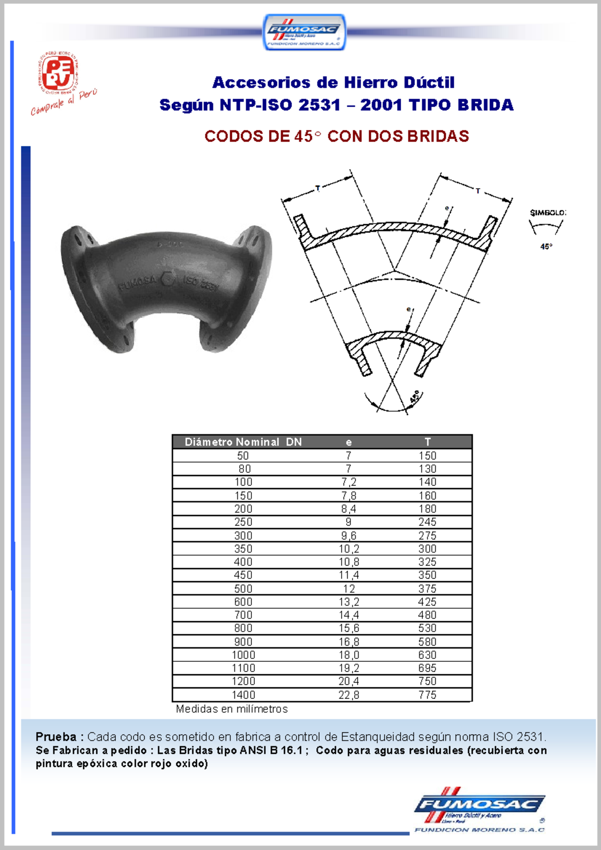 413893454 Codo Brida 45 - Accesorios de Hierro Dúctil Según NTP-ISO 2531 – 2001 TIPO BRIDA CODOS ...