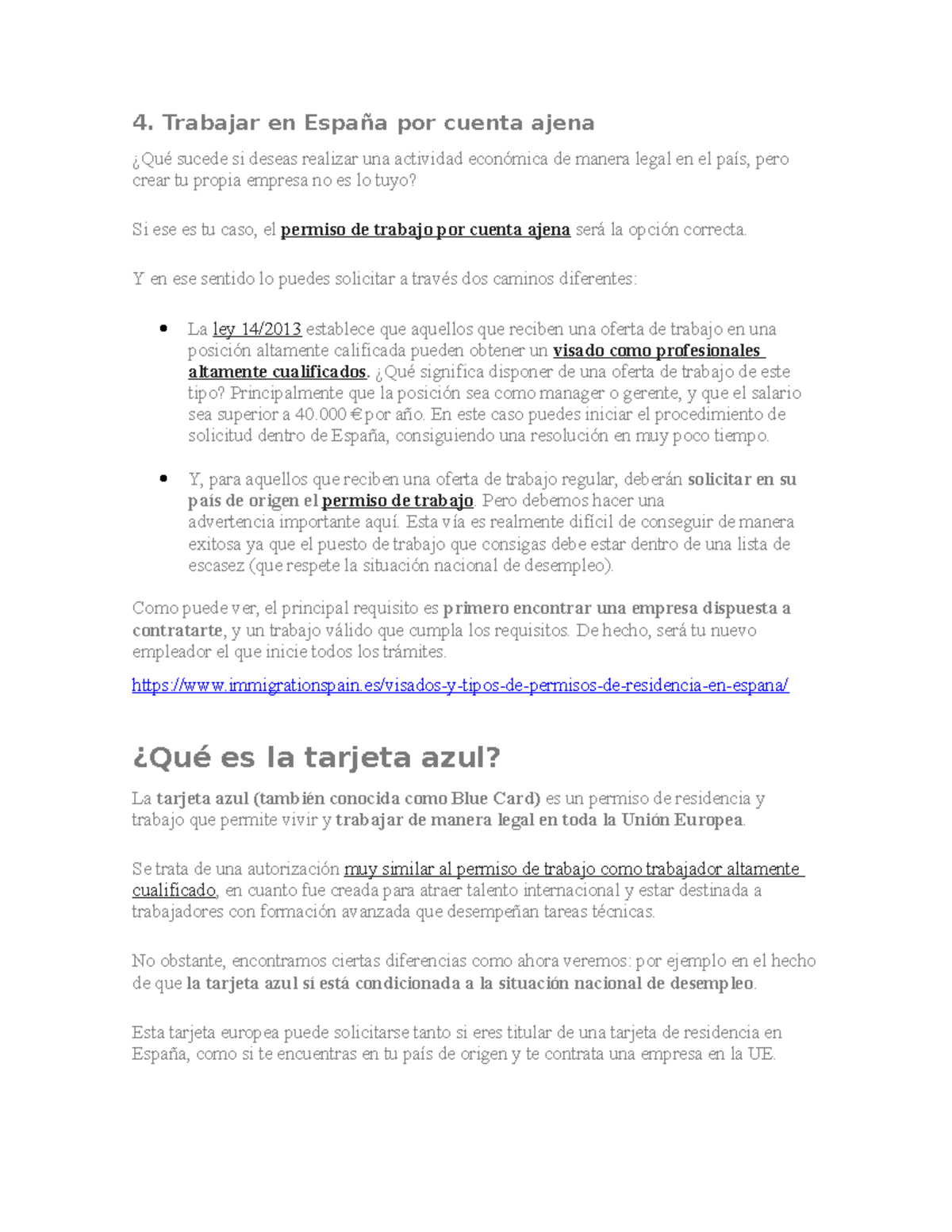 Visado Alta Especialidad España - 4. Trabajar en España por cuenta ...