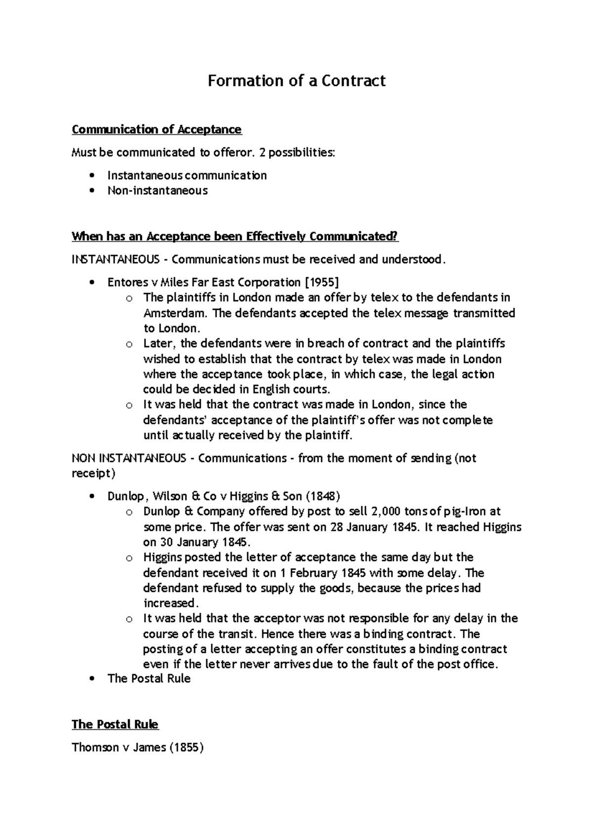 6. Formation of a Contract - Formation of a Contract Communication of ...