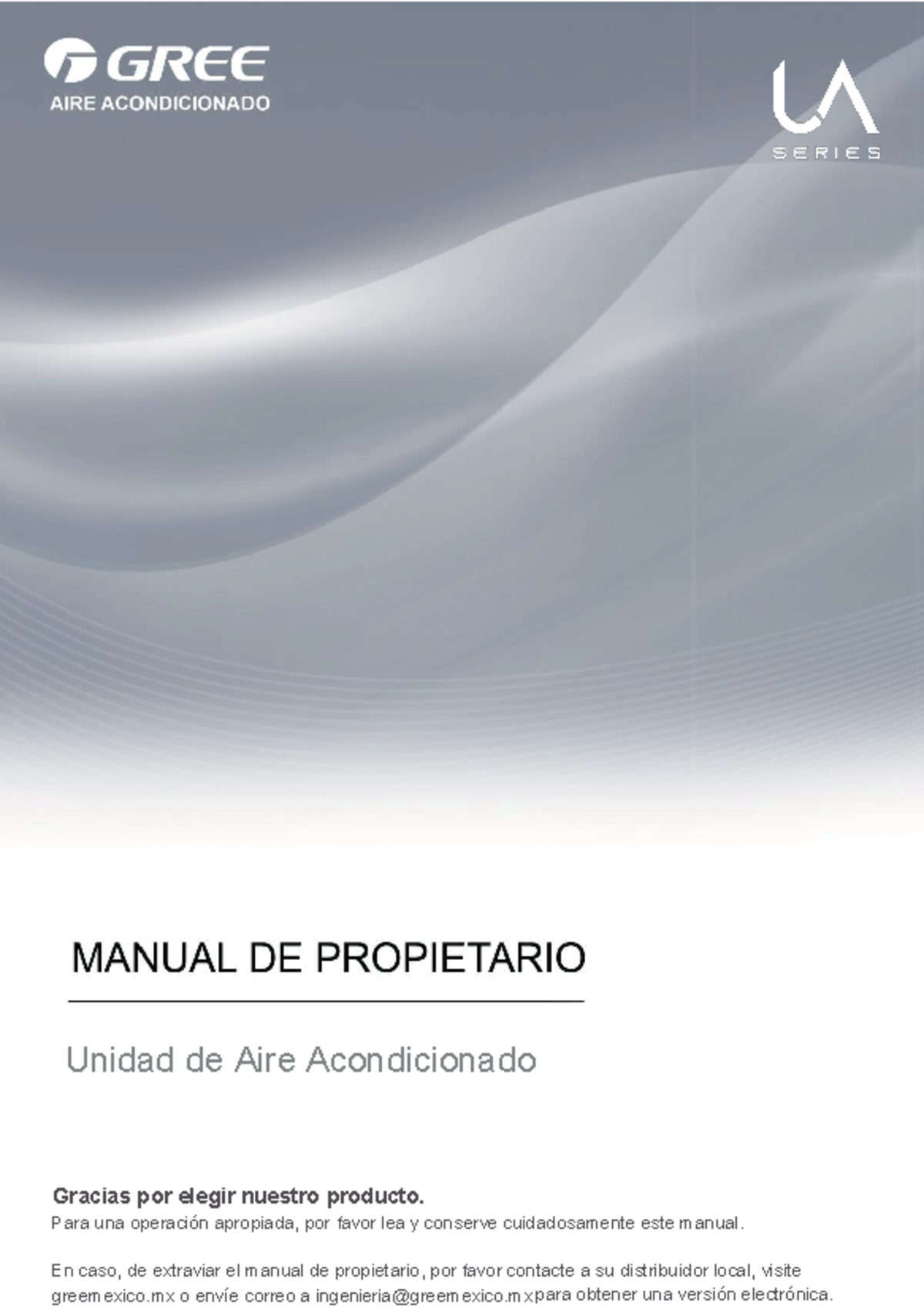 Gree manual ua series 18 24k - greeac Unidad de Aire Acondicionado ...