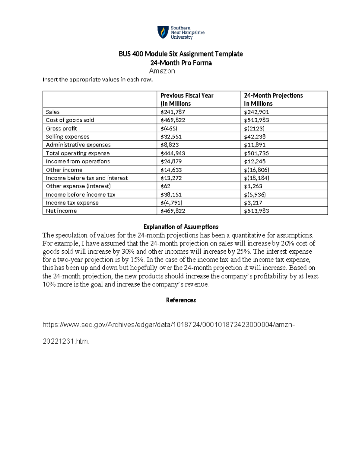 Week six - week six assignment - BUS 400 Module Six Assignment Template ...