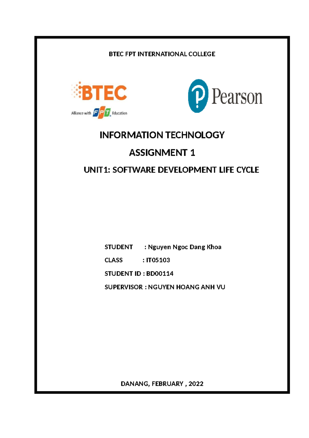 Sorfware-ASM2 - Nguyen-NGOC-DANG-KHOA - BTEC FPT INTERNATIONAL COLLEGE INFORMATION TECHNOLOGY ...