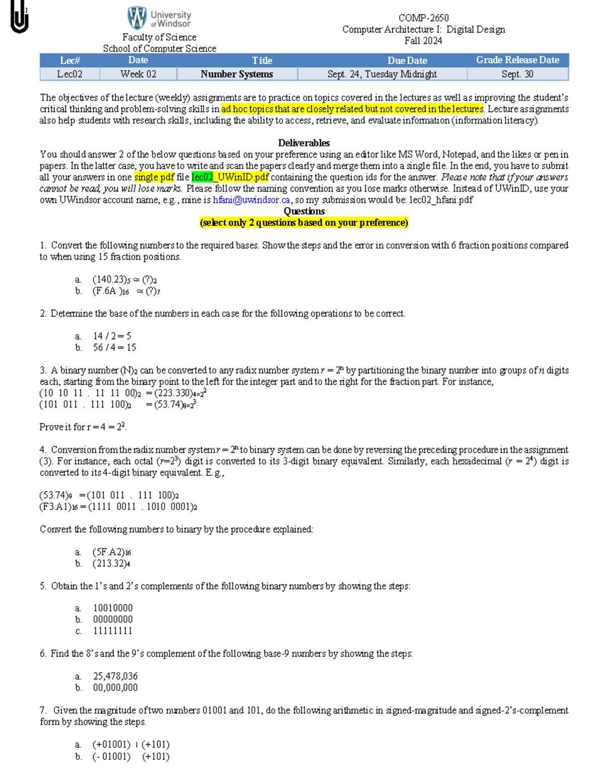 Lec02 Manual - Work - 1 Faculty of Science School of Computer Science ...