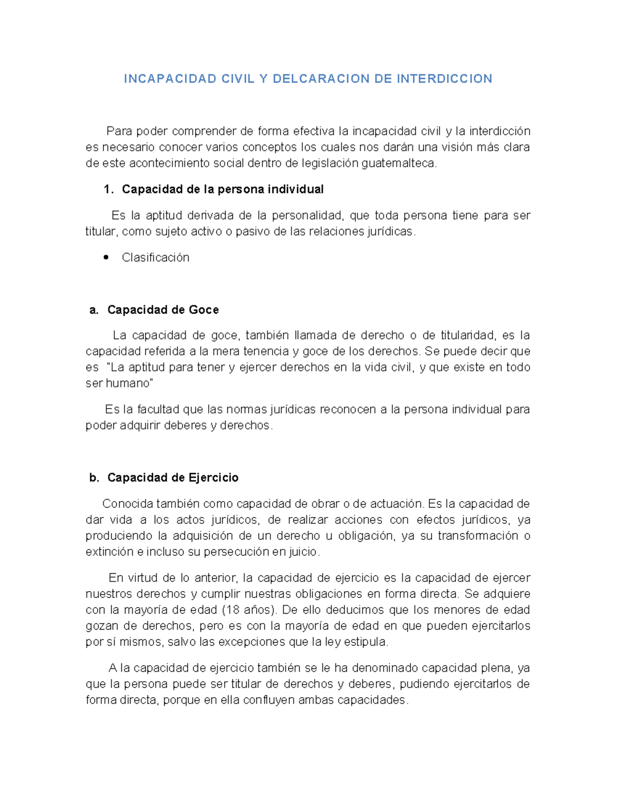Interdiccion - INCAPACIDAD CIVIL Y DELCARACION DE INTERDICCION Para ...