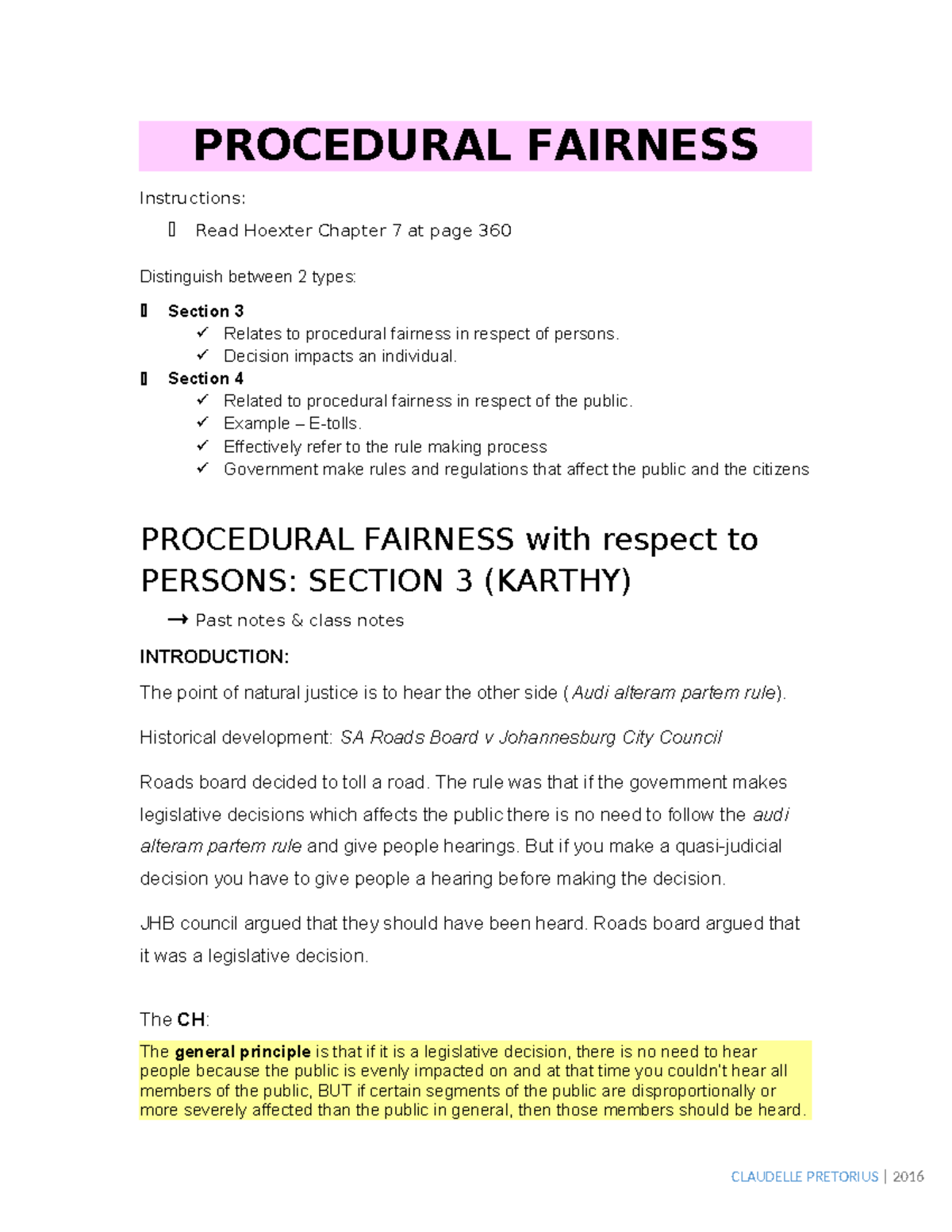 Procedural Fairness - Summary Administrative Law - PROCEDURAL FAIRNESS ...