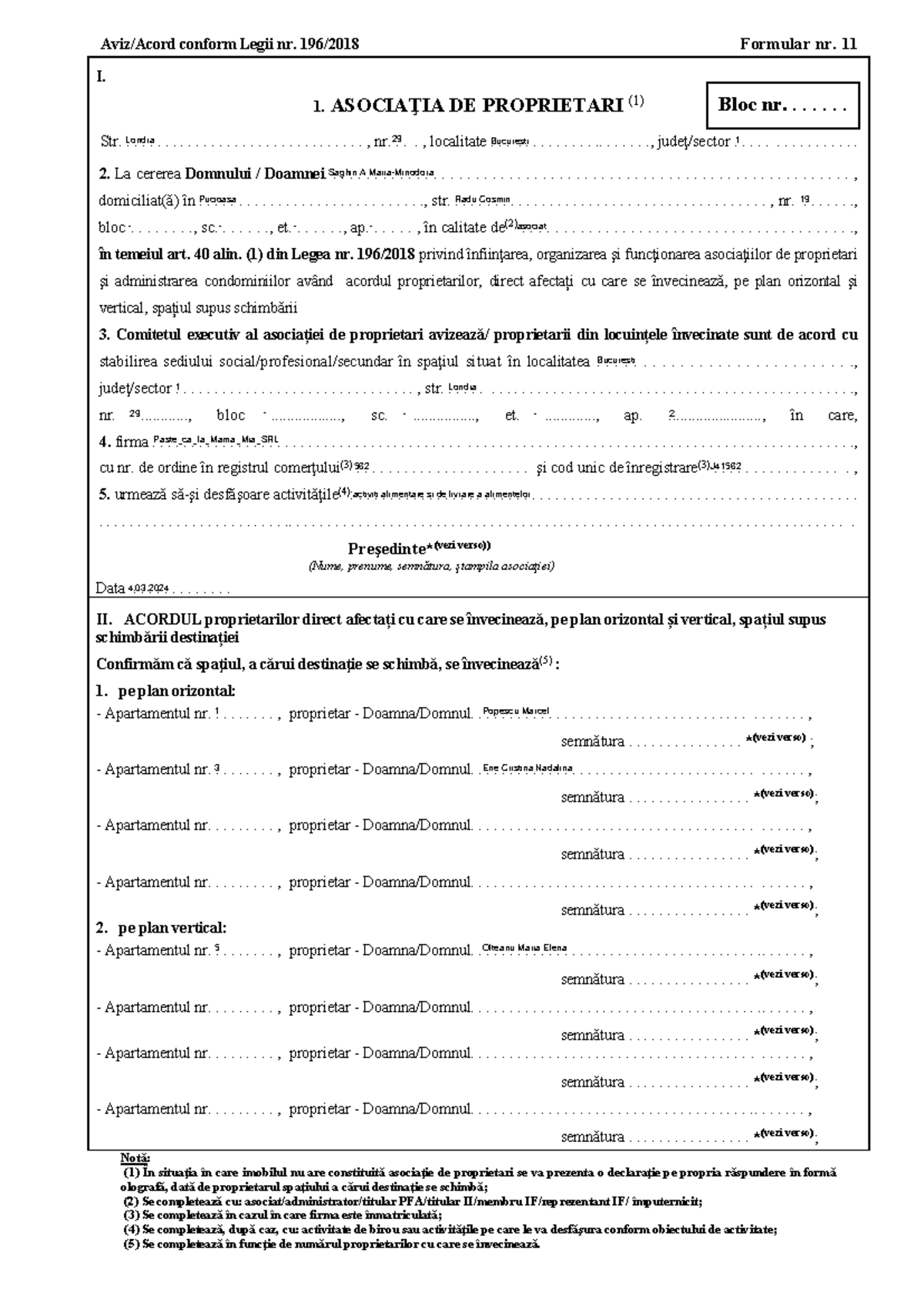 Asociatia de proprietari- Completat - Aviz/Acord conform Legii nr. 196/ ...