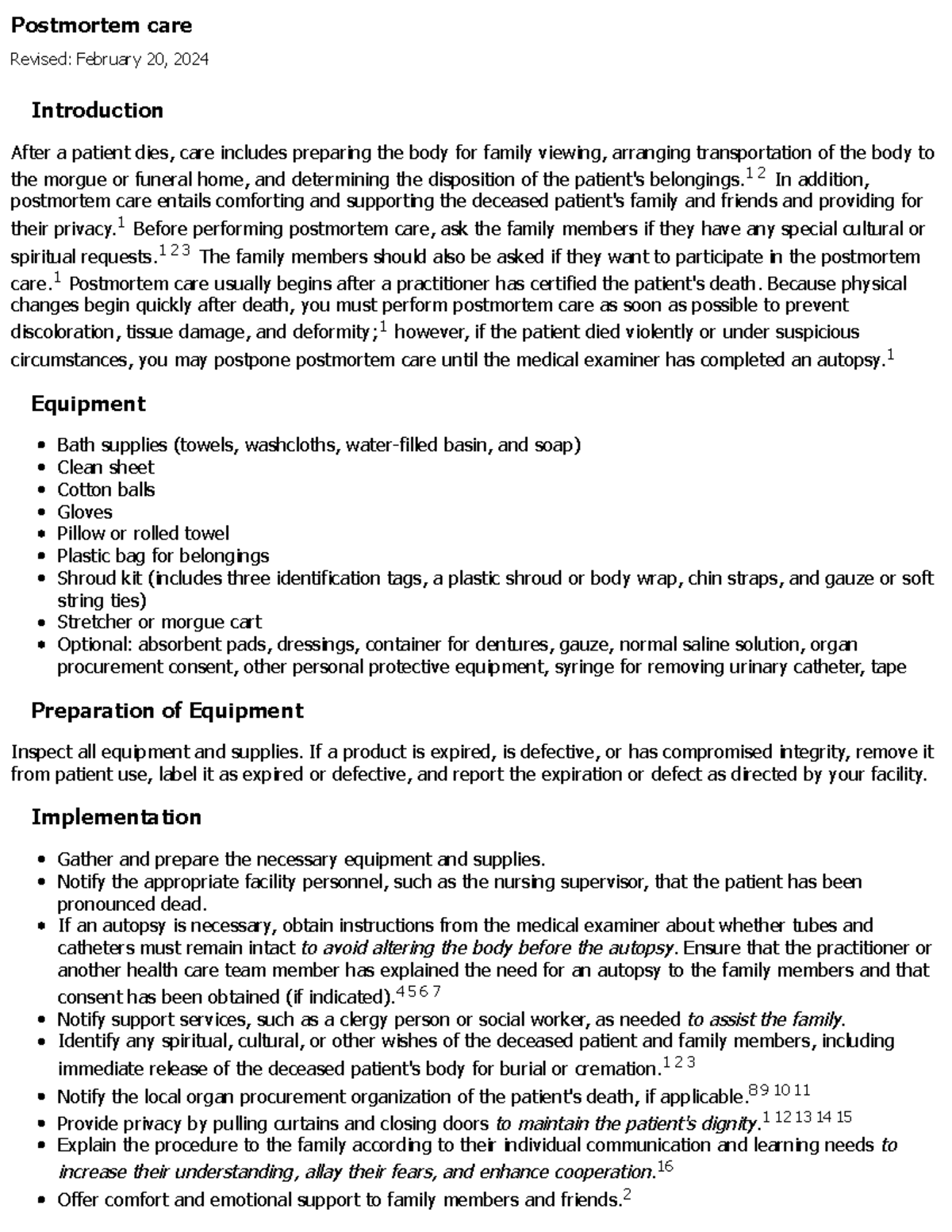 Post mortem care - PassPoint remediation - Postmortem care Revised ...