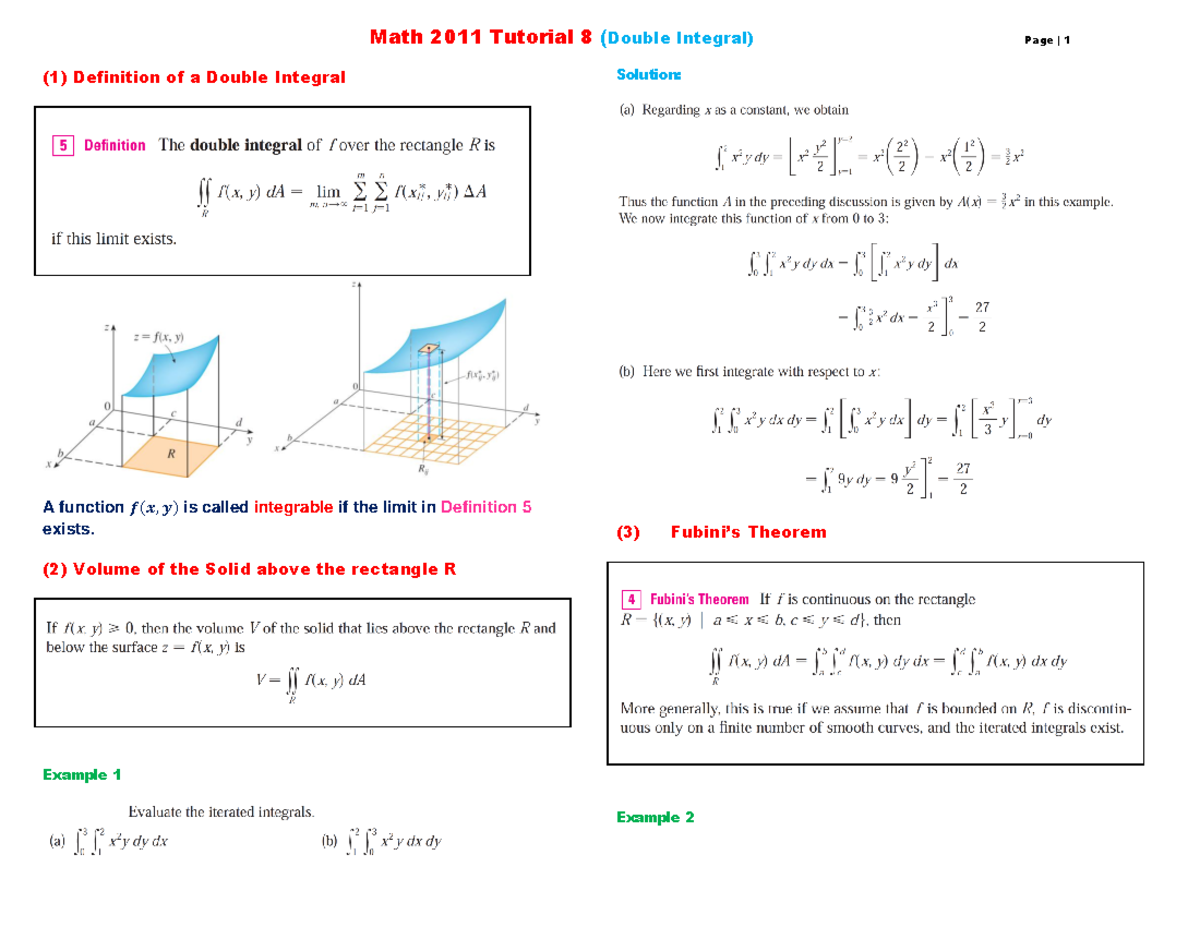 Math 2011 Tutorial 8 - Einstein Kong - Math 2011 Tutorial 8 (Double ...