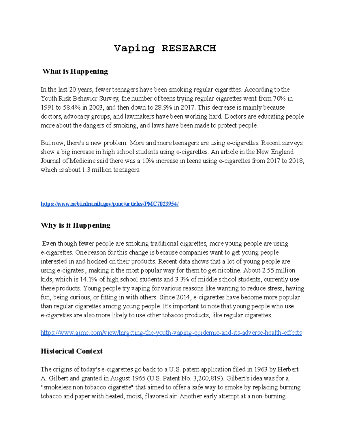 Research - vaping - Vaping RESEARCH What is Happening In the last 20 ...