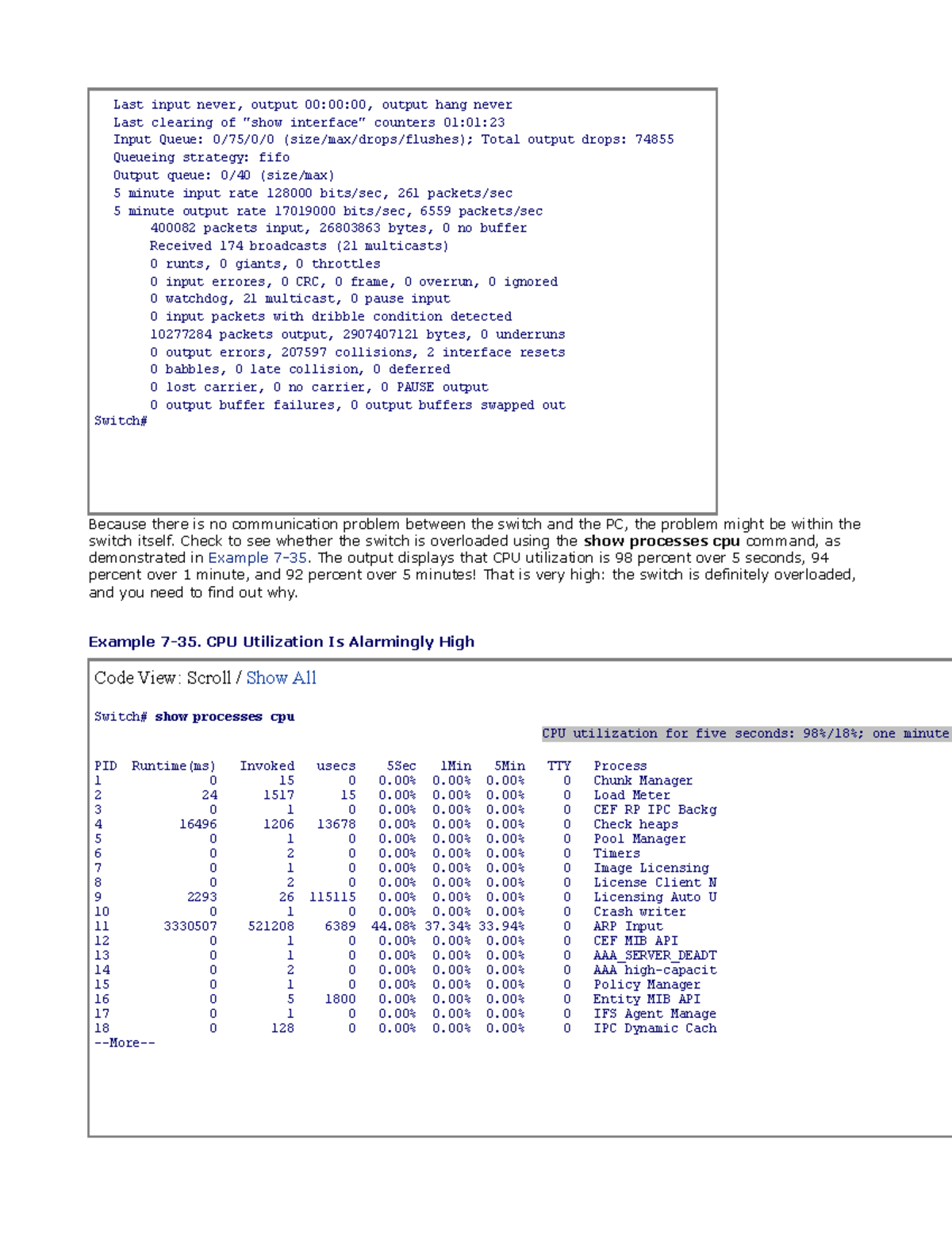 Troubleshooting and Maintaining Cisco IP Networks - Last input never, output 00:00:00, output ...