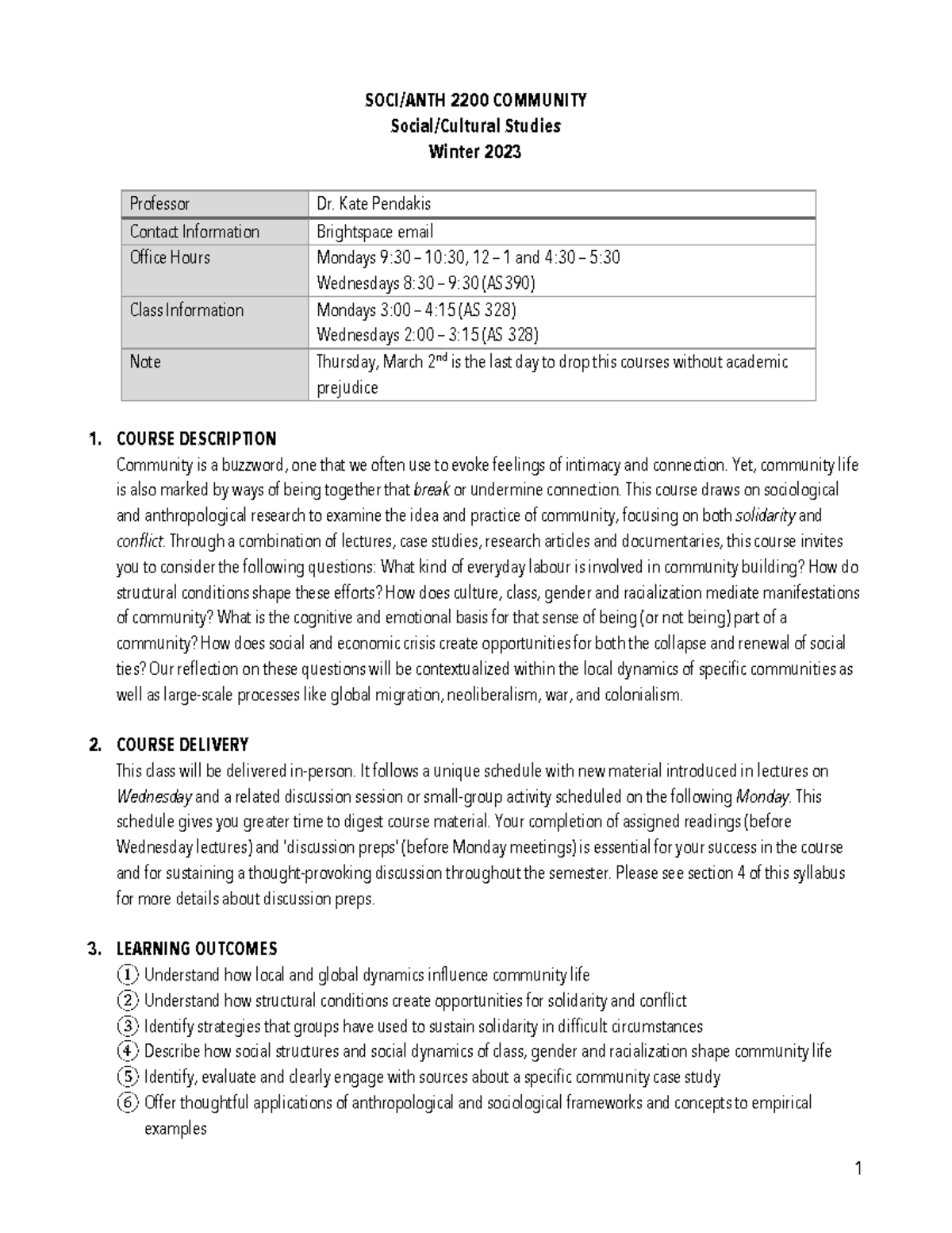 2200. Syllabus - ll oo ll oolll - SOCI/ANTH 2200 COMMUNITY Social ...