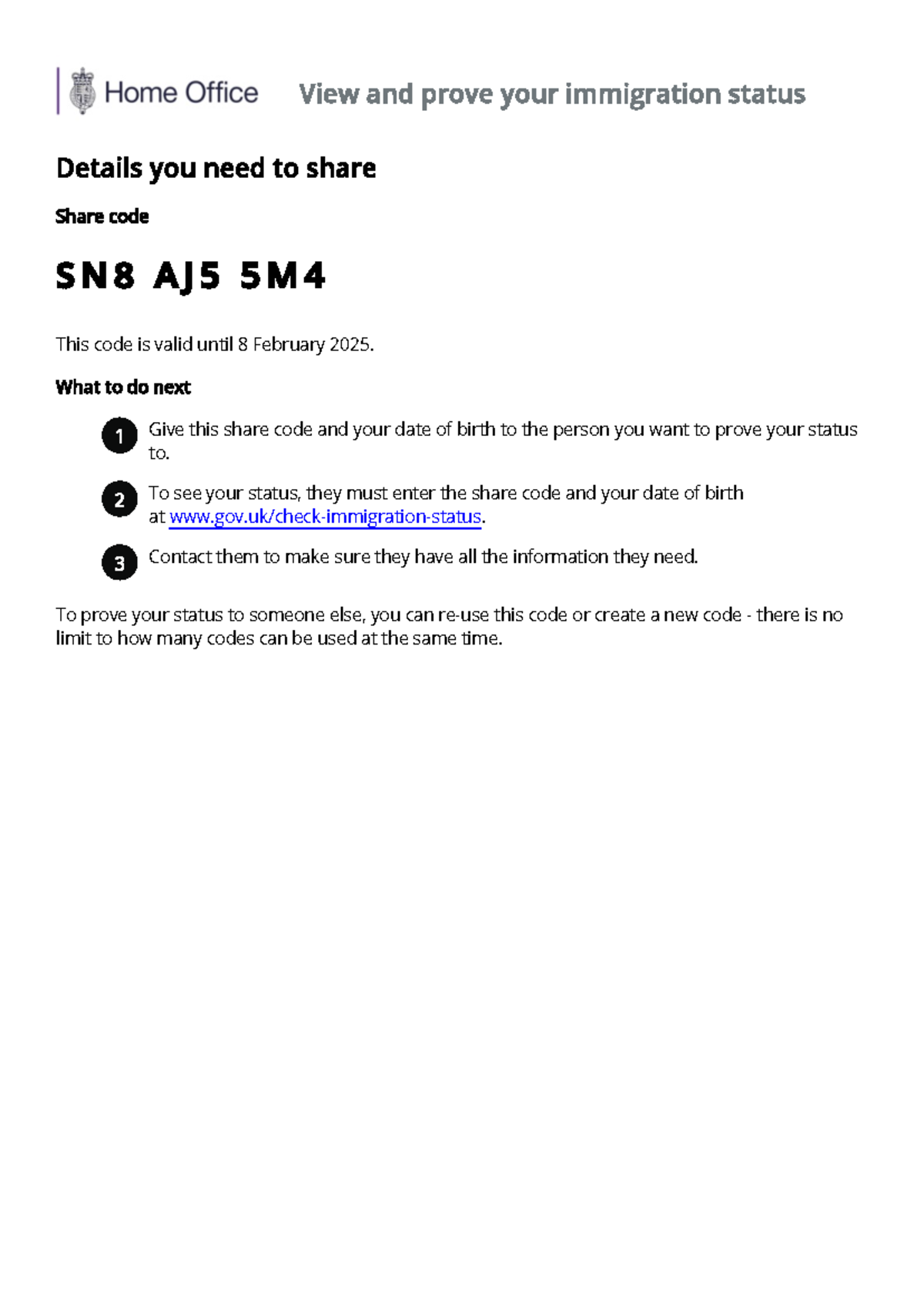 Share your status with someone gov uk - 3 2 1 View and prove your ...