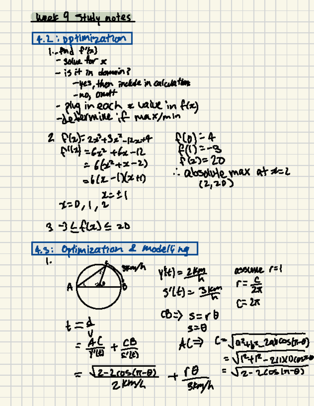 Week 9 Study Notes - week 9 Study notes 4 : optimization 1. find for x ...