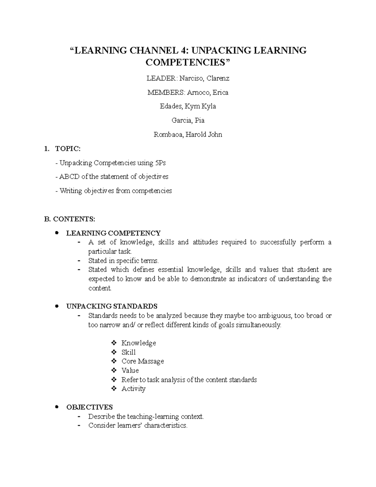 COSMOS - 102 (LECTURES AND NOTES) - “LEARNING CHANNEL 4: UNPACKING ...