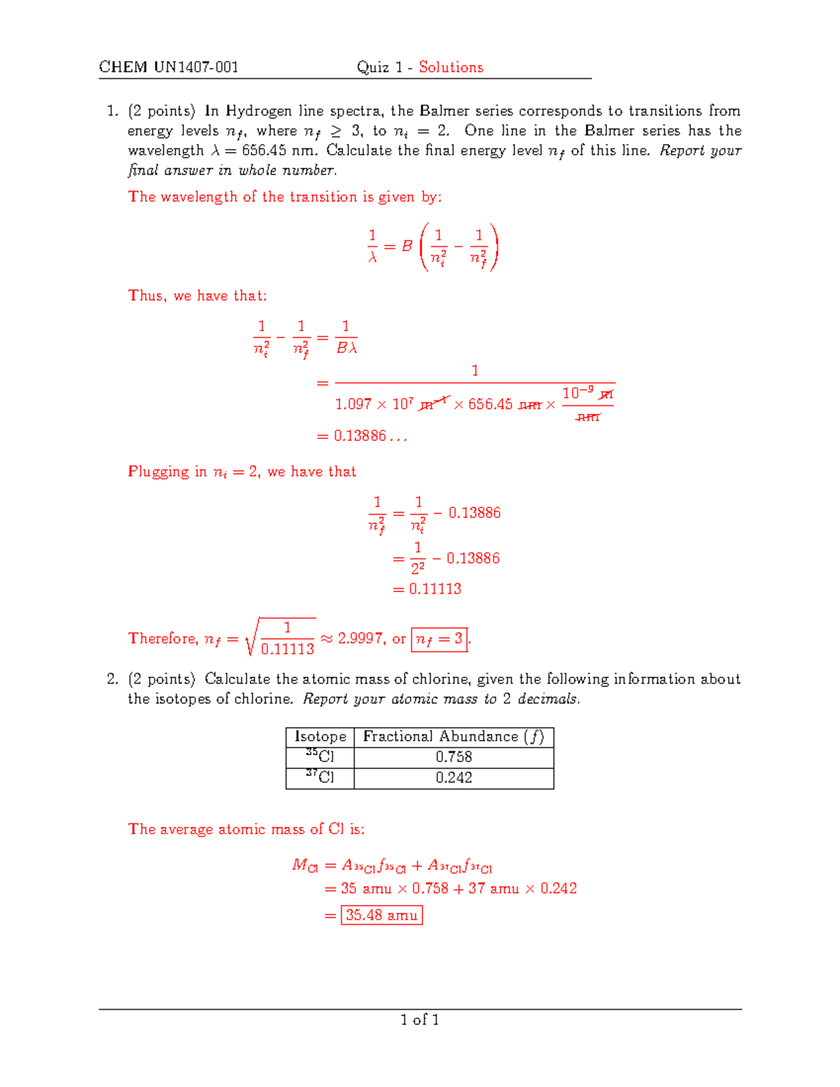 Quiz#1Chem UN1407 - practice - CHEM 10301 - CCNY - Studocu