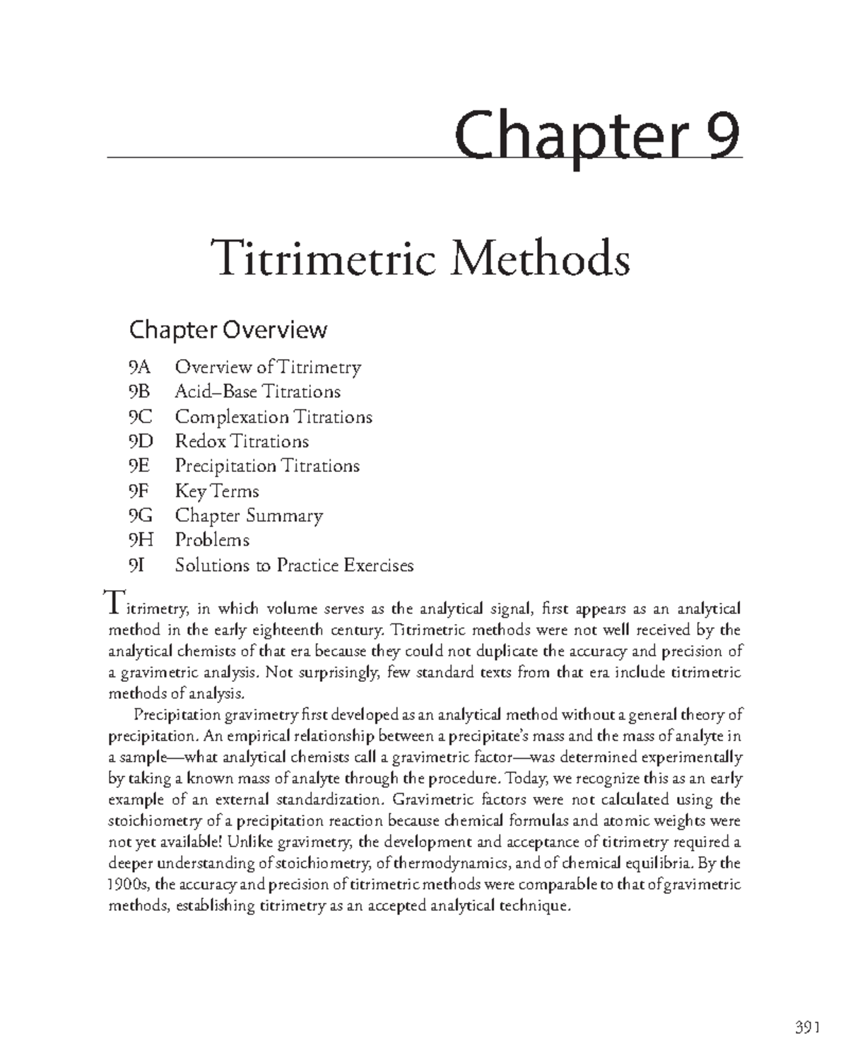 Titrimetric Methods - 391 Chapter 9 Titrimetric Methods Chapter ...