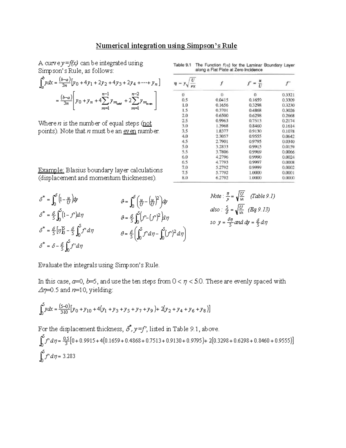 Simpson Rule - Lecture notes 1 - Numerical integration using Simpson’s ...