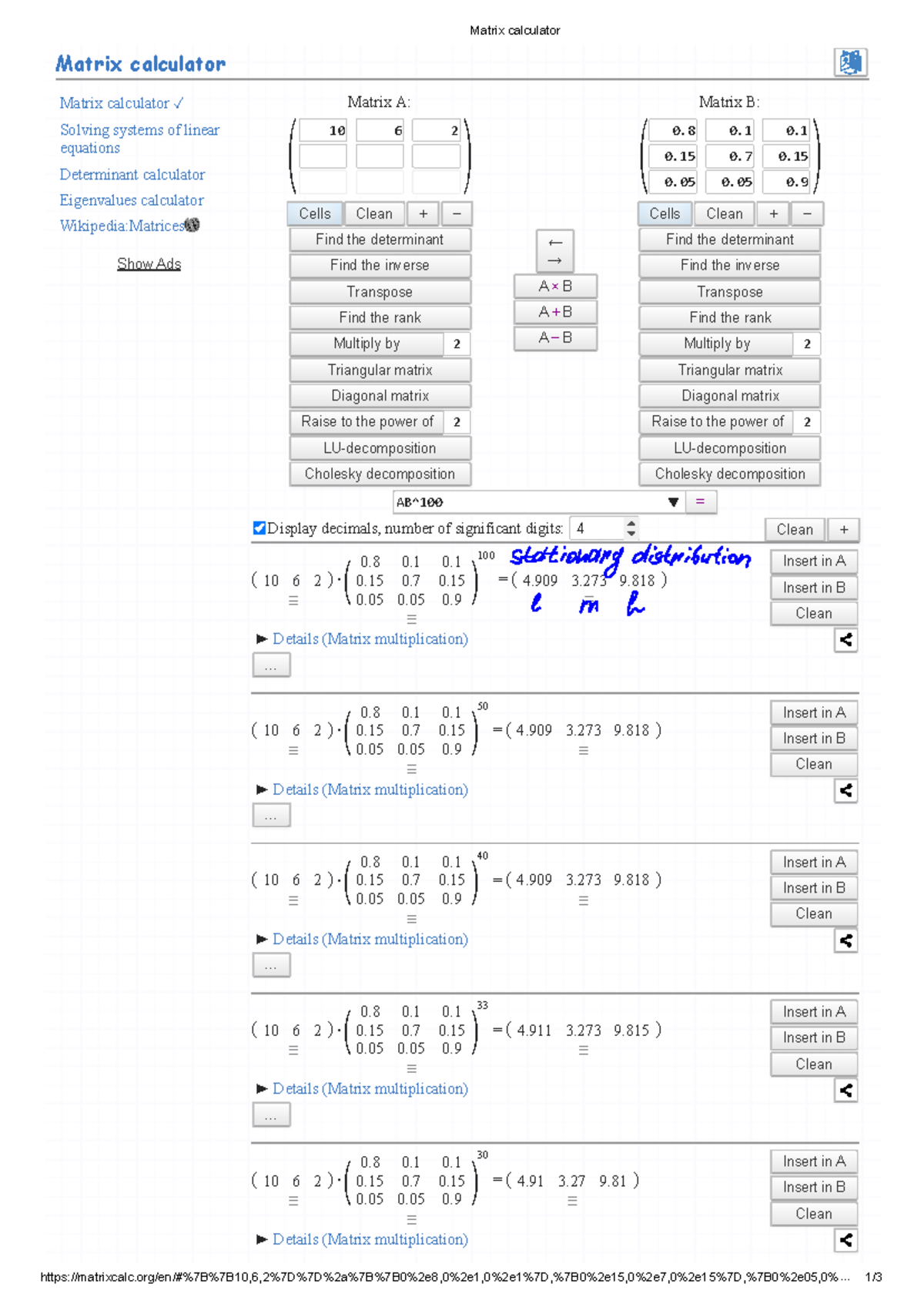 Tutorial 8 (semester 1 2022) - Online solution for Q2(2) - Matrix ...