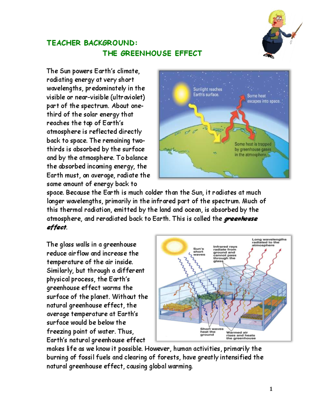 TBI greenhouse effect - Notes - 1 TEACHER BACKGROUND: THE GREENHOUSE ...