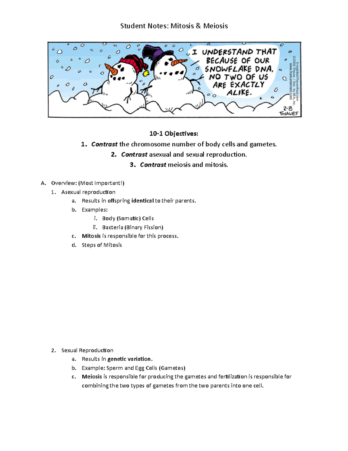 Student Notes for Mitosis and Meiosis-1 - BIOL 4940 - UGA - Studocu