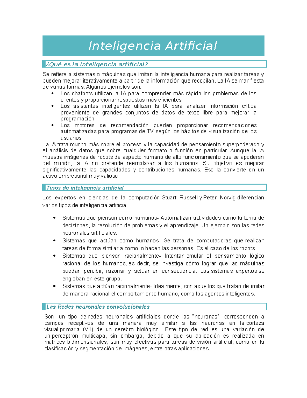 Inteligencia Artificial - Inteligencia Artificial ¿Qué es la inteligencia artificial? Se refiere ...