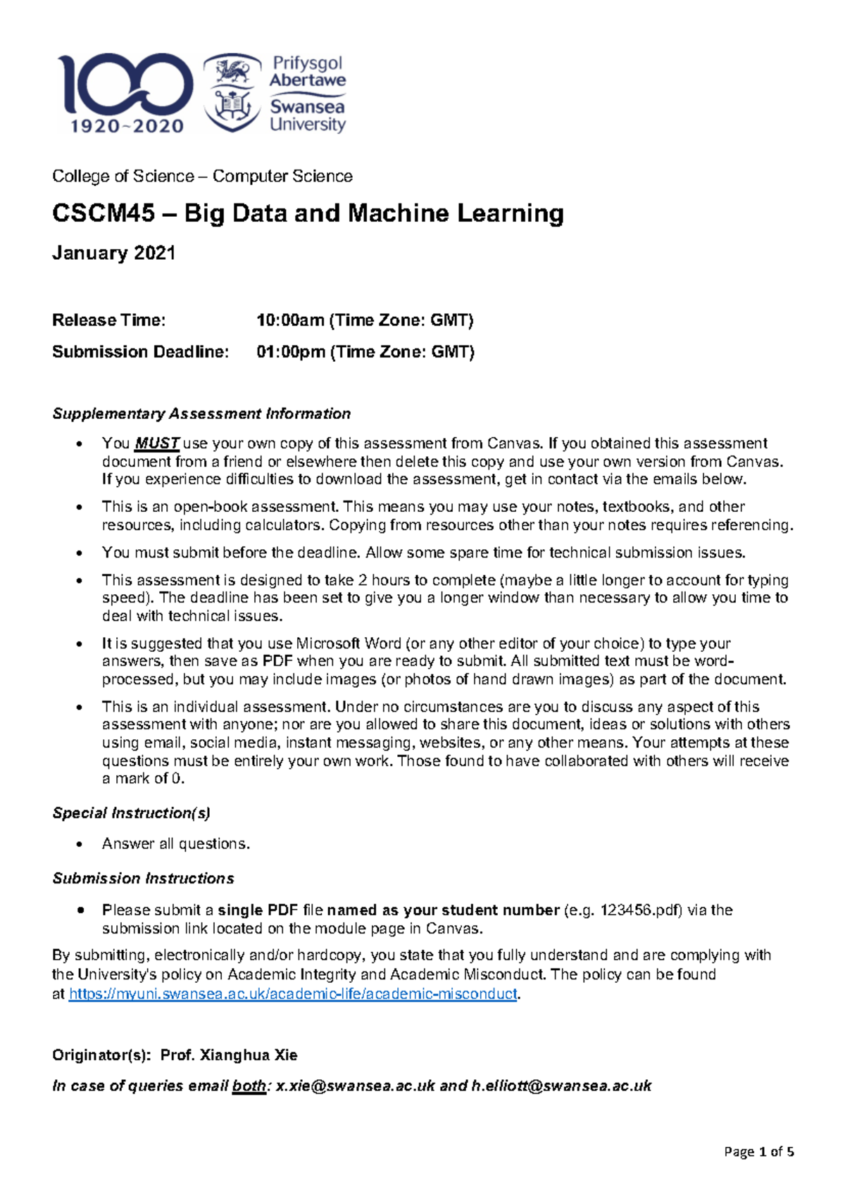Cscm45 2021 Ethtrjenr H College Of Science Computer Science Cscm 45 Big Data And Machine