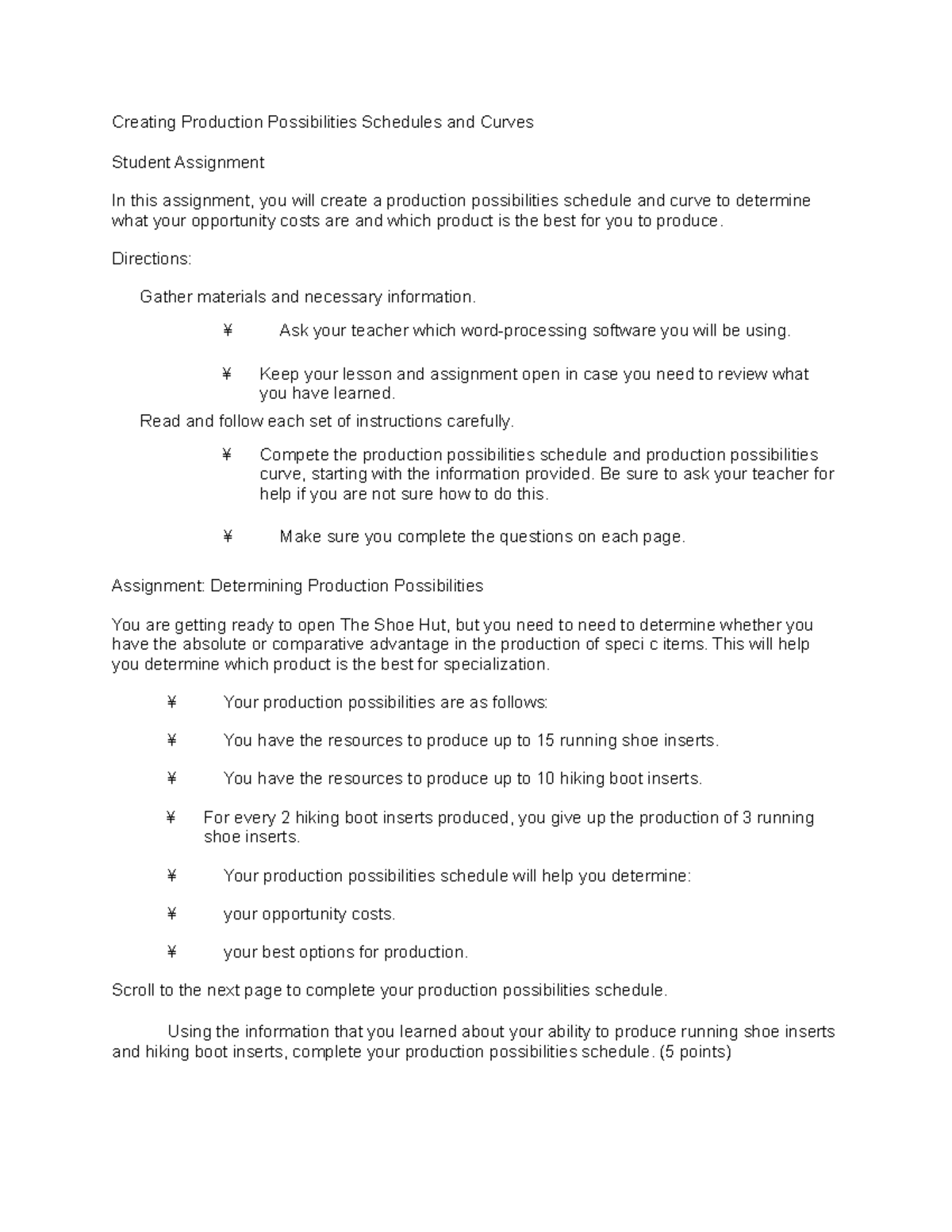 Proyecto - 1111 - Creating Production Possibilities Schedules and ...