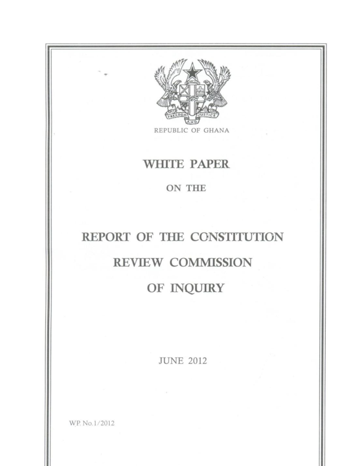 White paper on the report of the constitution review commission of ...
