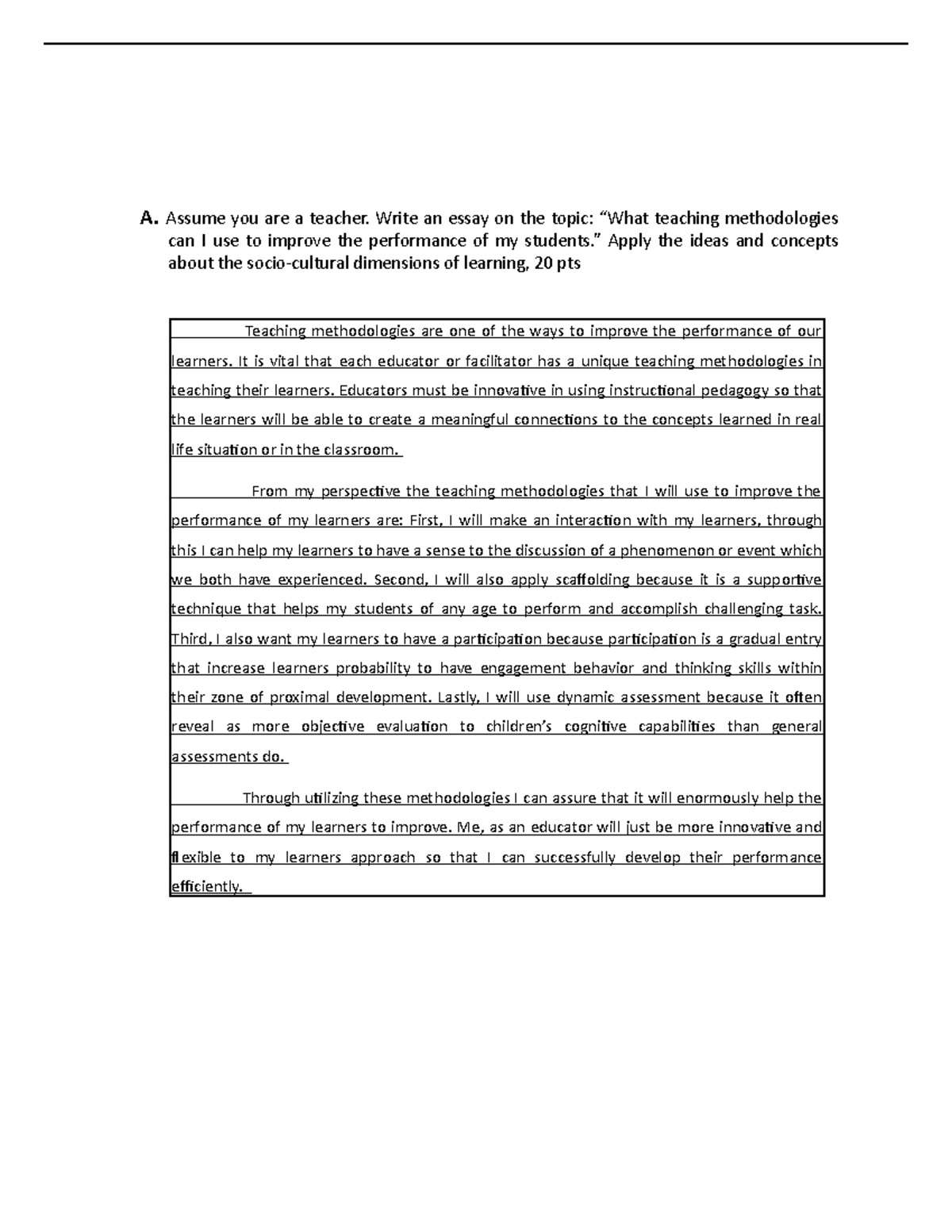 ED102 U2 L4 - Lecture Notes - A. Assume you are a teacher. Write an ...