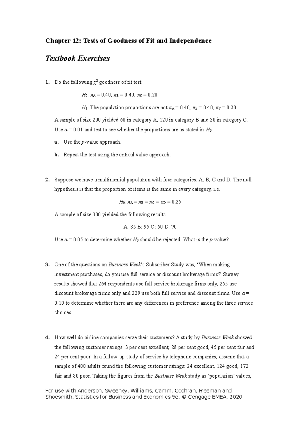 Ch12 solutions - svar för kap 12 "Statistics for business and economics ...