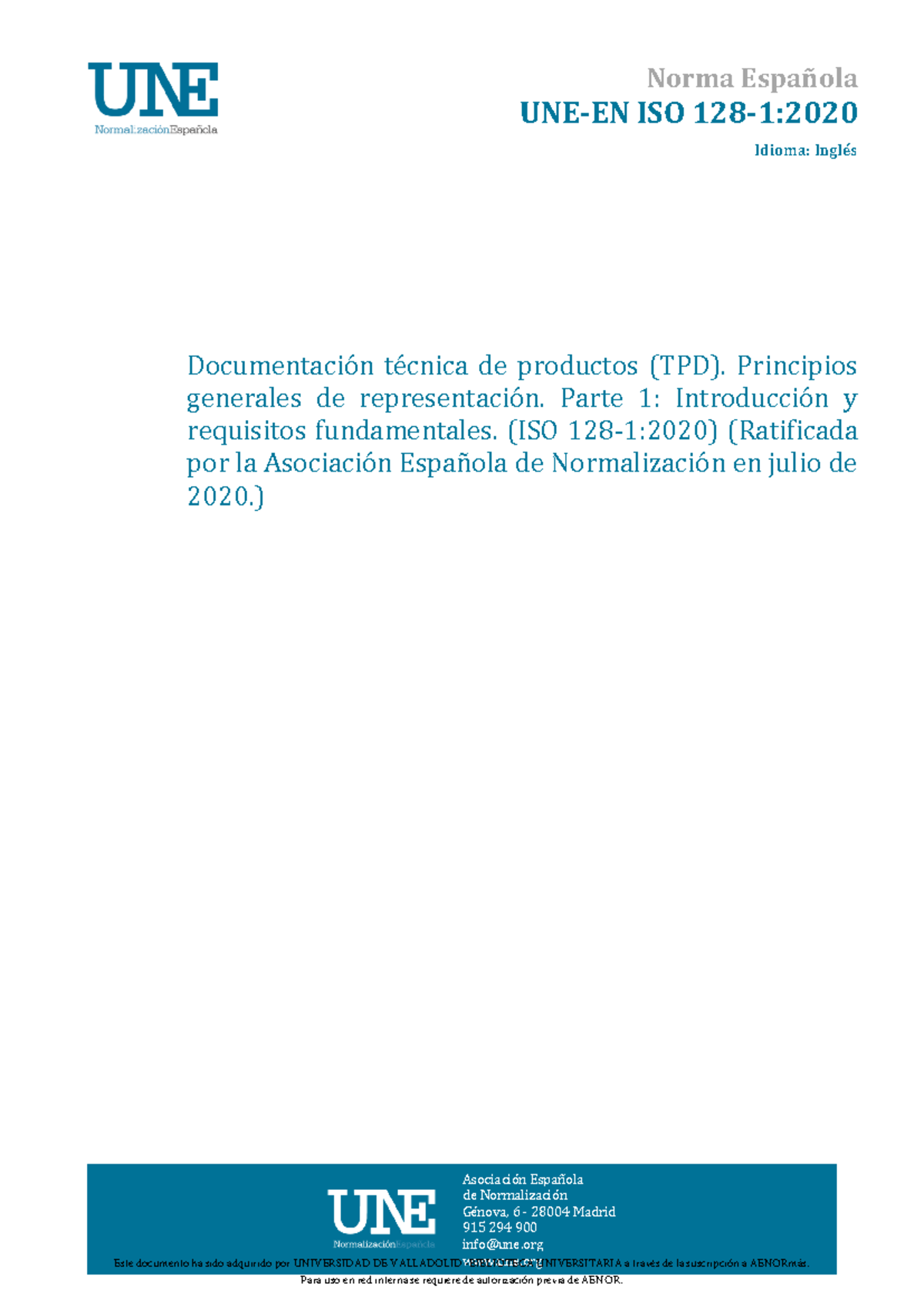 UNE-EN ISO 128-1 2020 - Esta es la primera parte de la norma UNE-EN ISO 128 2020 según la cual ...