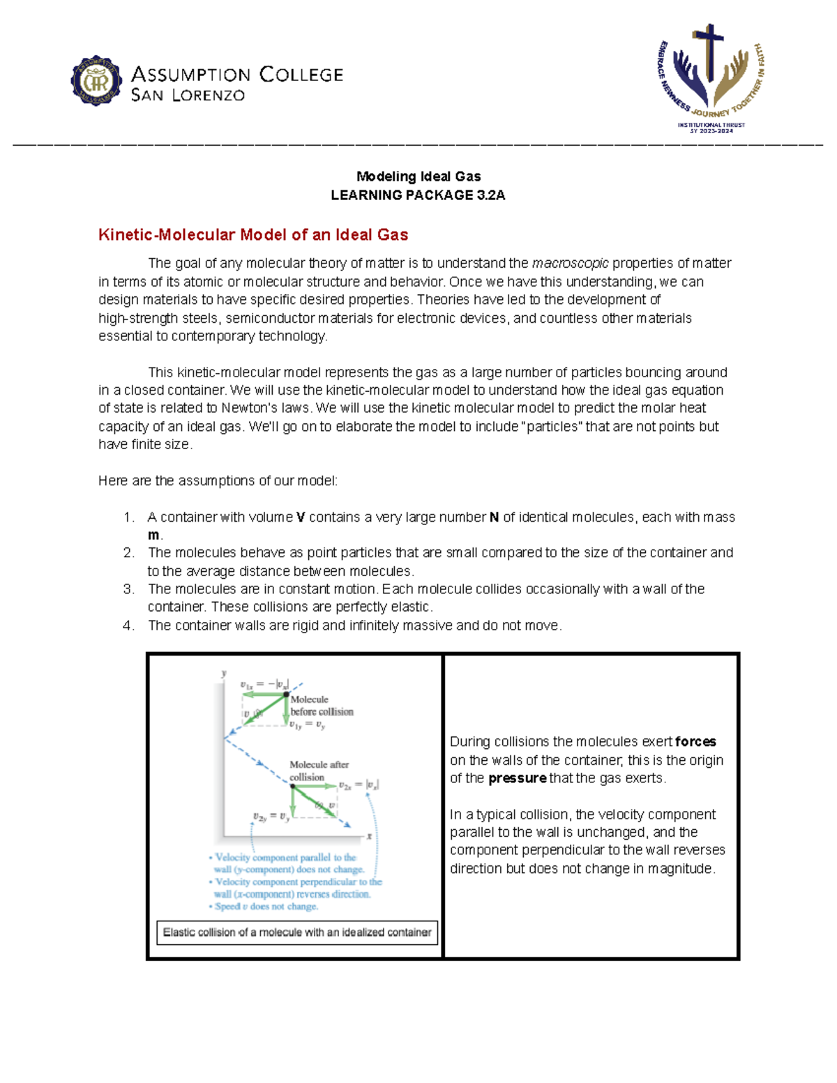 LP 3.2A Kinetic Molecular Model (Ideal Gas) - - Studocu