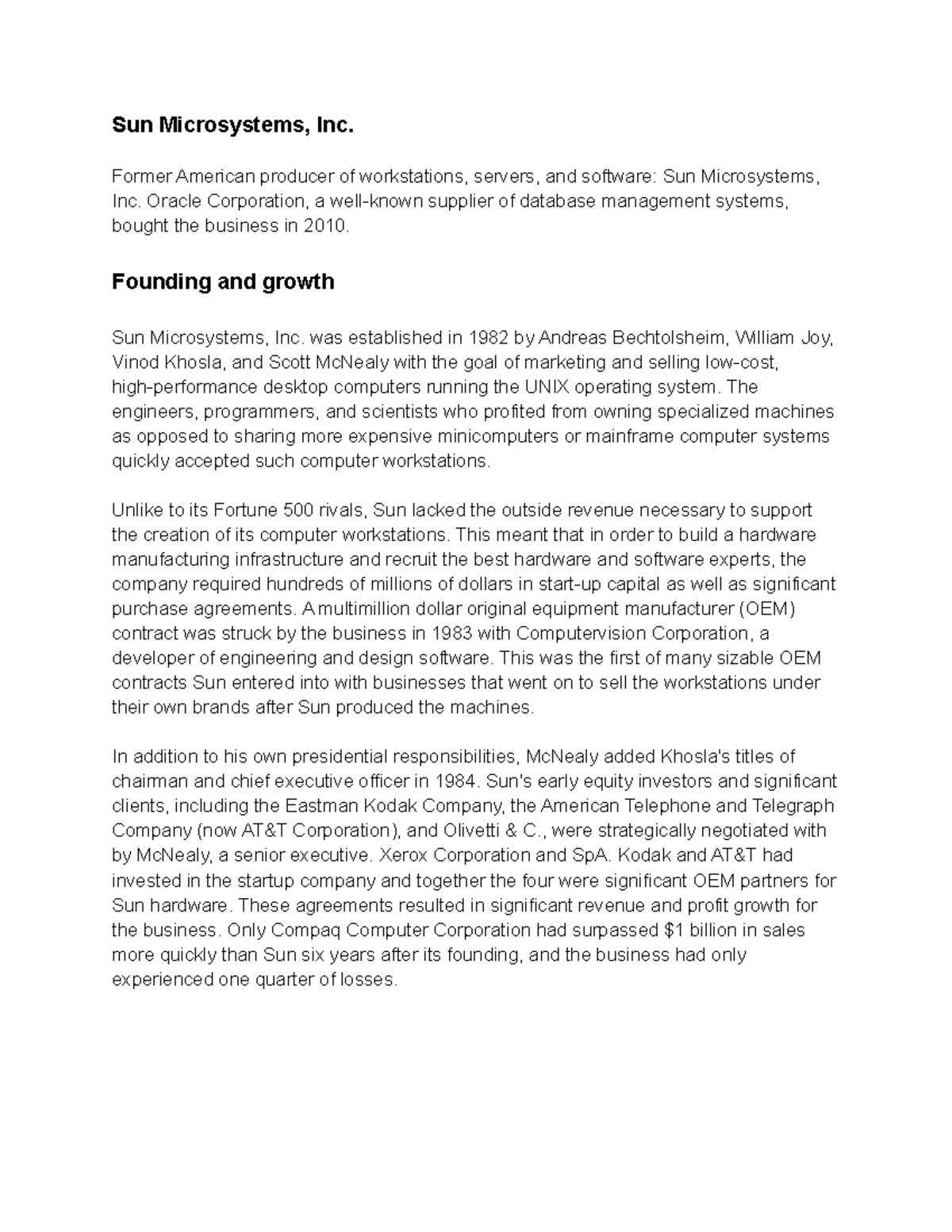 Sun Microsystems, Inc - Former American producer of workstations ...