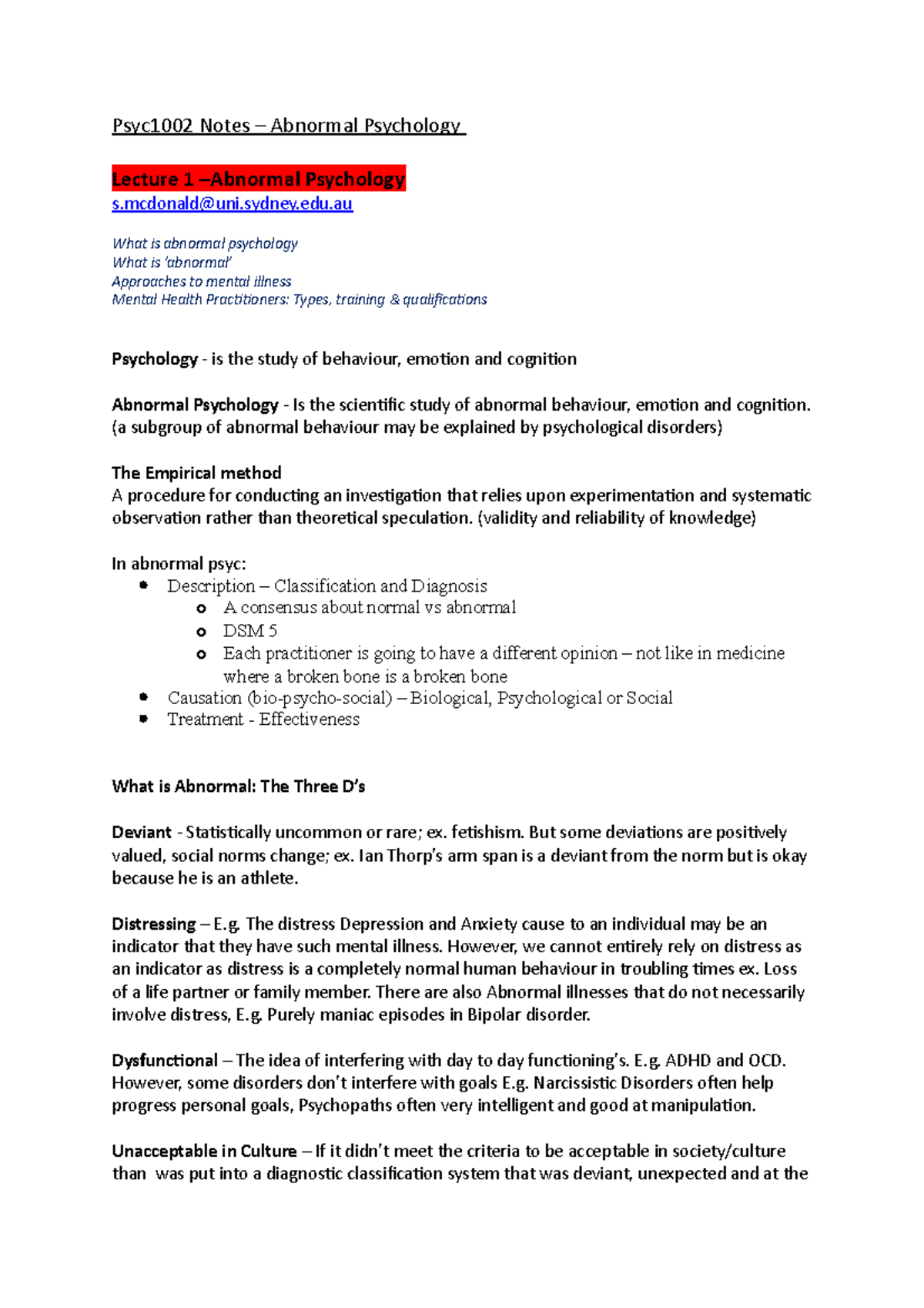 Abnormal Psychology Notes - Psyc1002 Notes – Abnormal Psychology ...