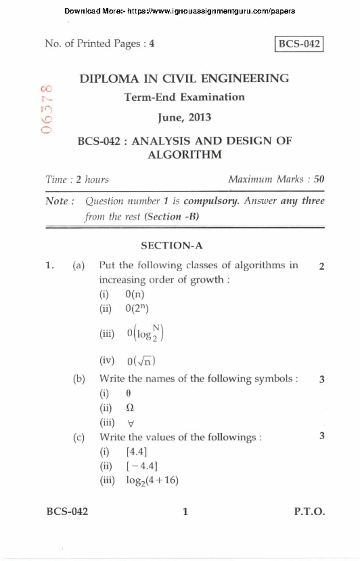 BCS 012 previous year question papers by ignouassignmentguru - No. of Printed Pages : 5 BCS ...