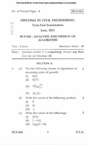 BCS 040 previous year question papers by ignouassignmentguru - No. of Printed Pages : 3 BCS- 00 ...