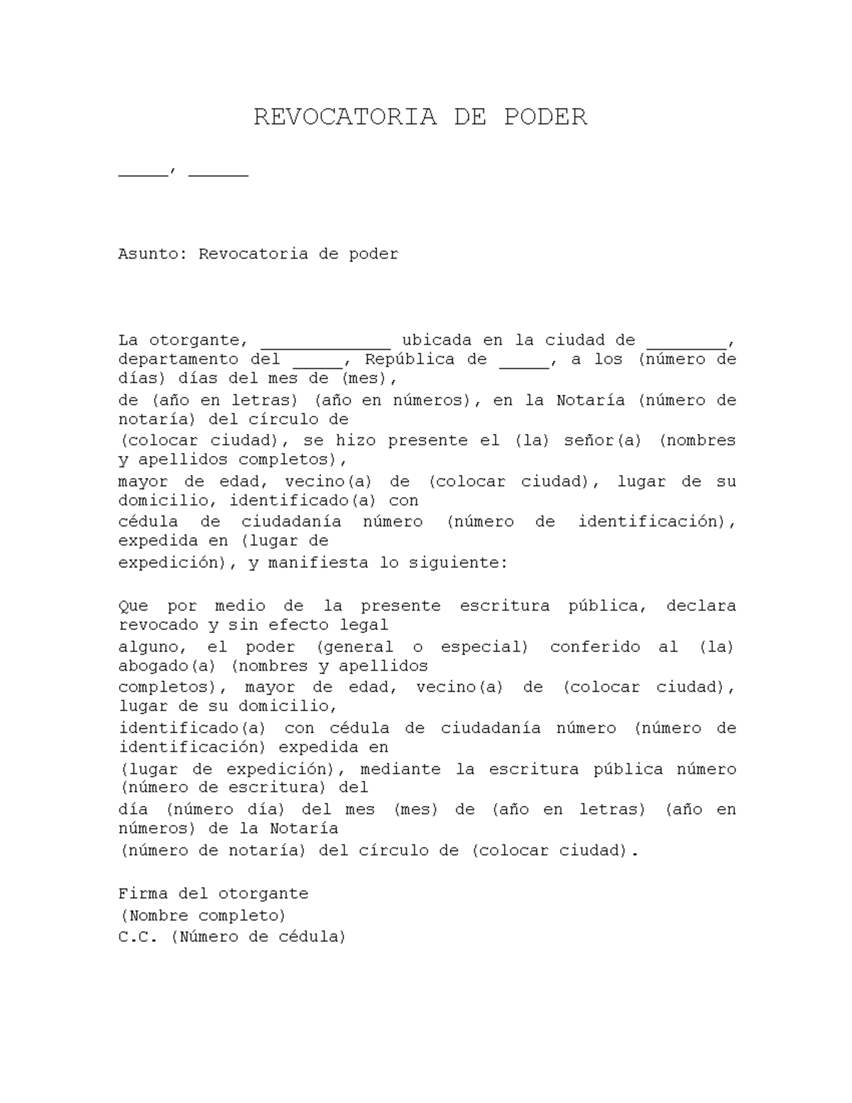 Revocatoria DE Poder - Idea de plantilla - REVOCATORIA DE PODER ...