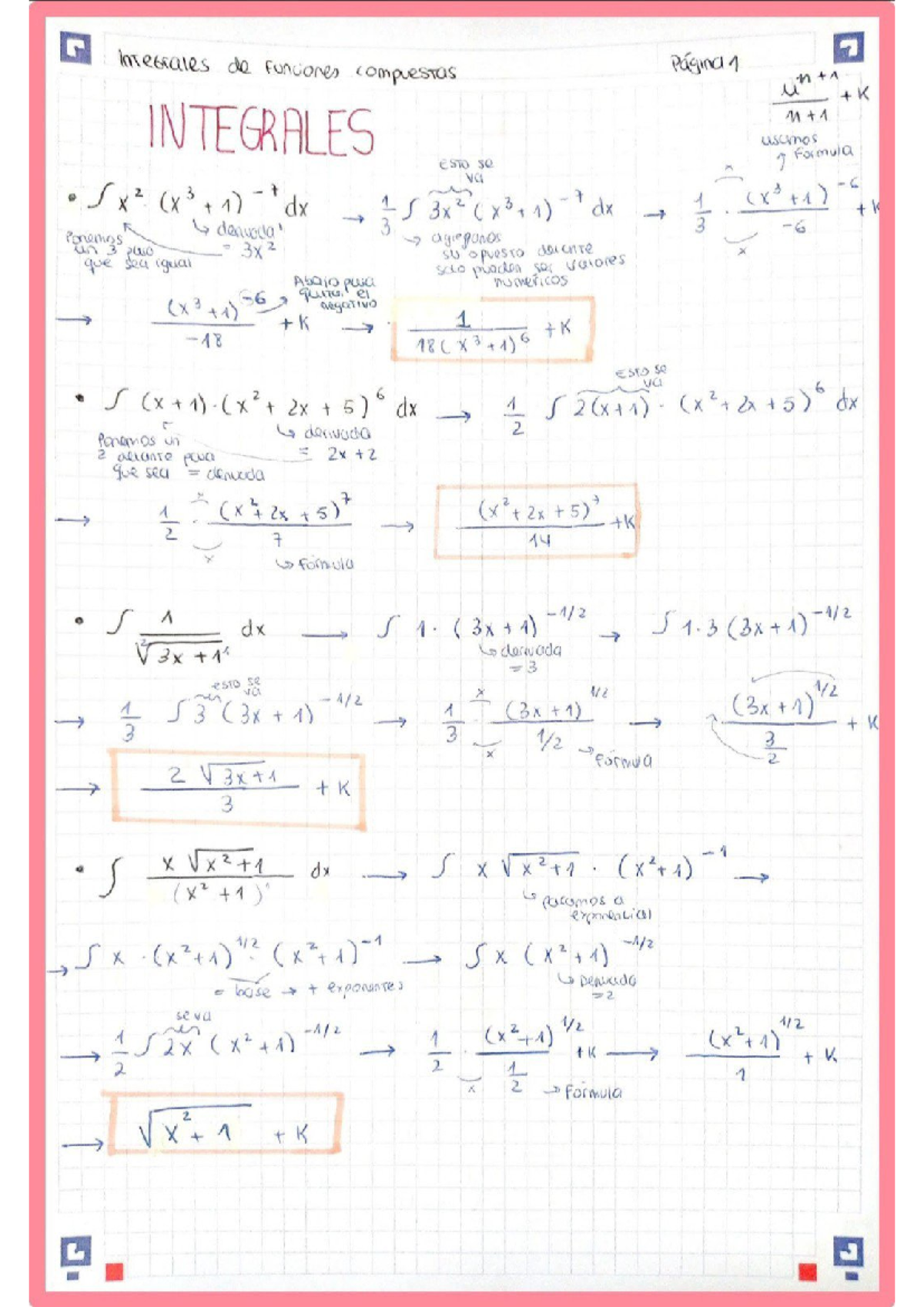 Integrales con funciones compuestas - Matemáticas II - Studocu