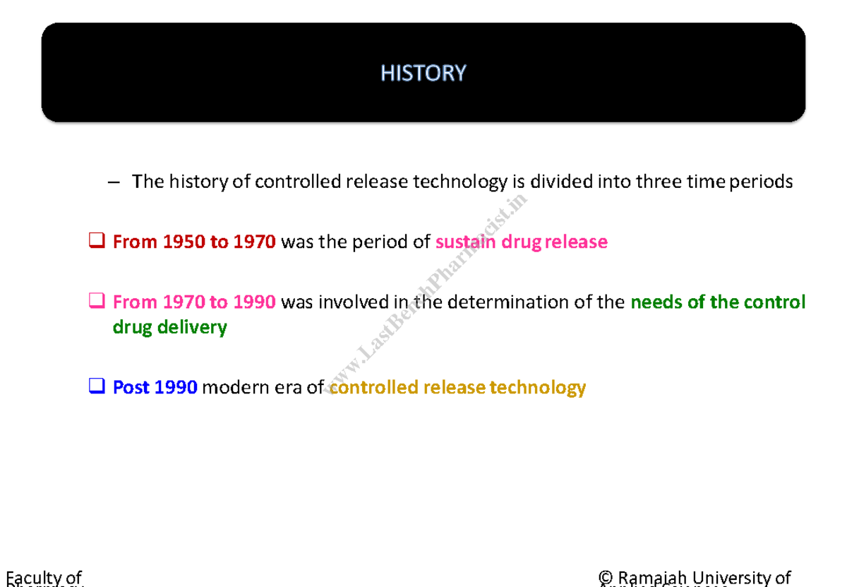 Concepts to CDDS-1 - The history of controlled release technology is ...