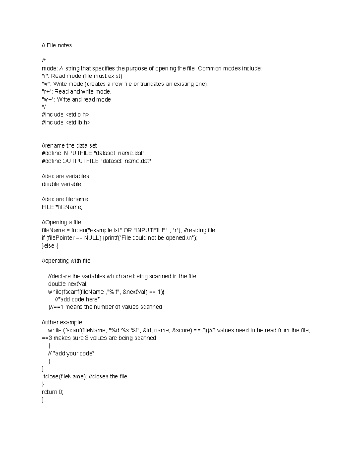 APSC160 File Notes - // File notes /* mode: A string that specifies the ...
