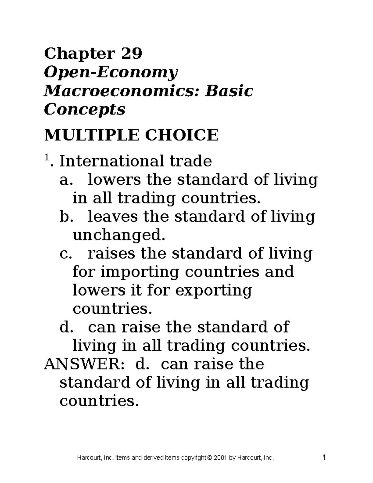 Chap29 - This is a test bank to practice for the exam. - Chapter 29 ...