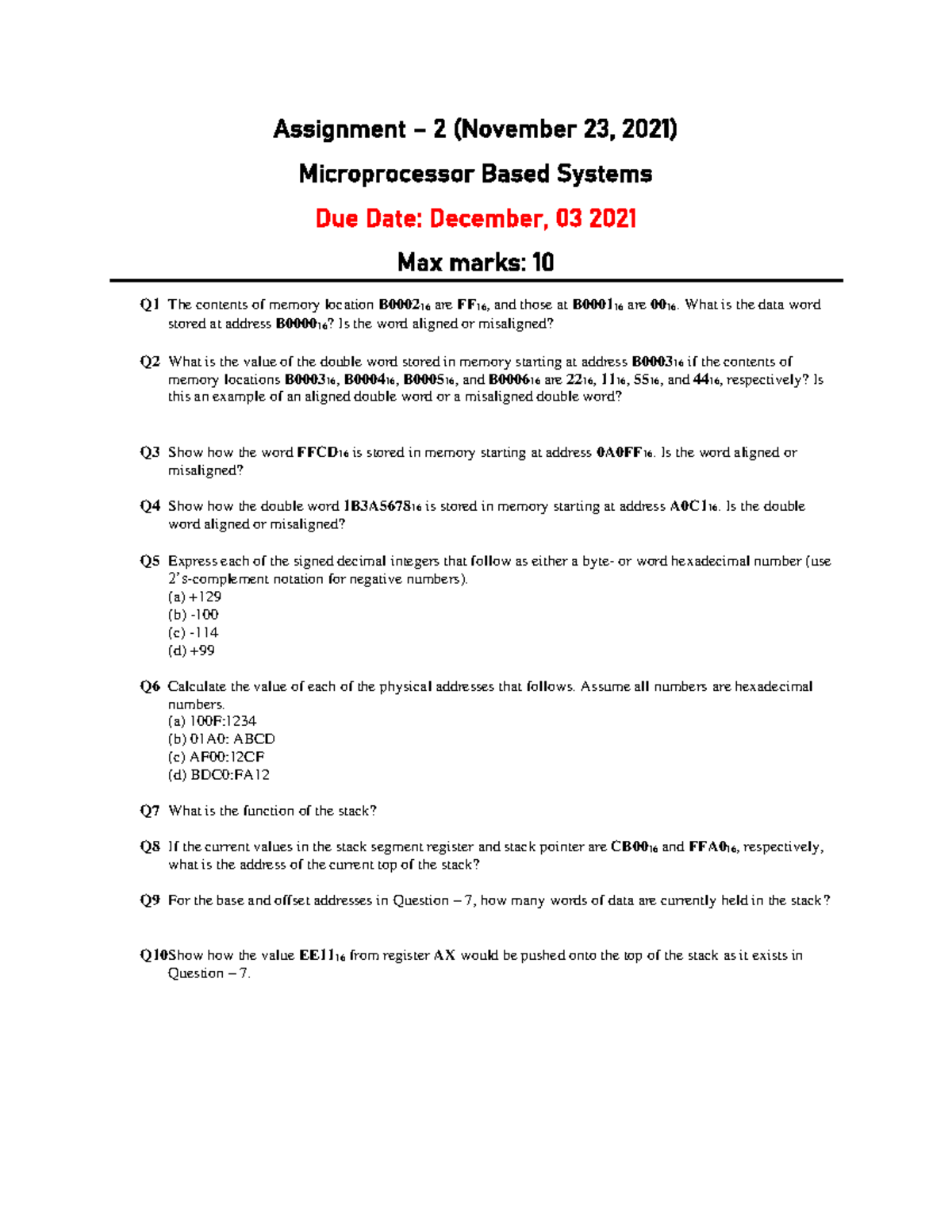 Assignment 2 EA EB MBS - Assignment – 2 (November 23 , 2021 ...