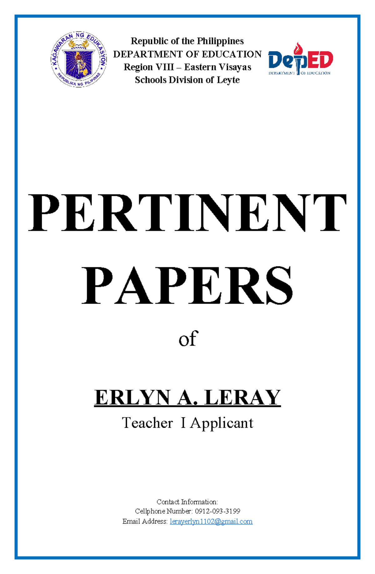 Front page - BSED Filipino - Republic of the Philippines DEPARTMENT OF ...