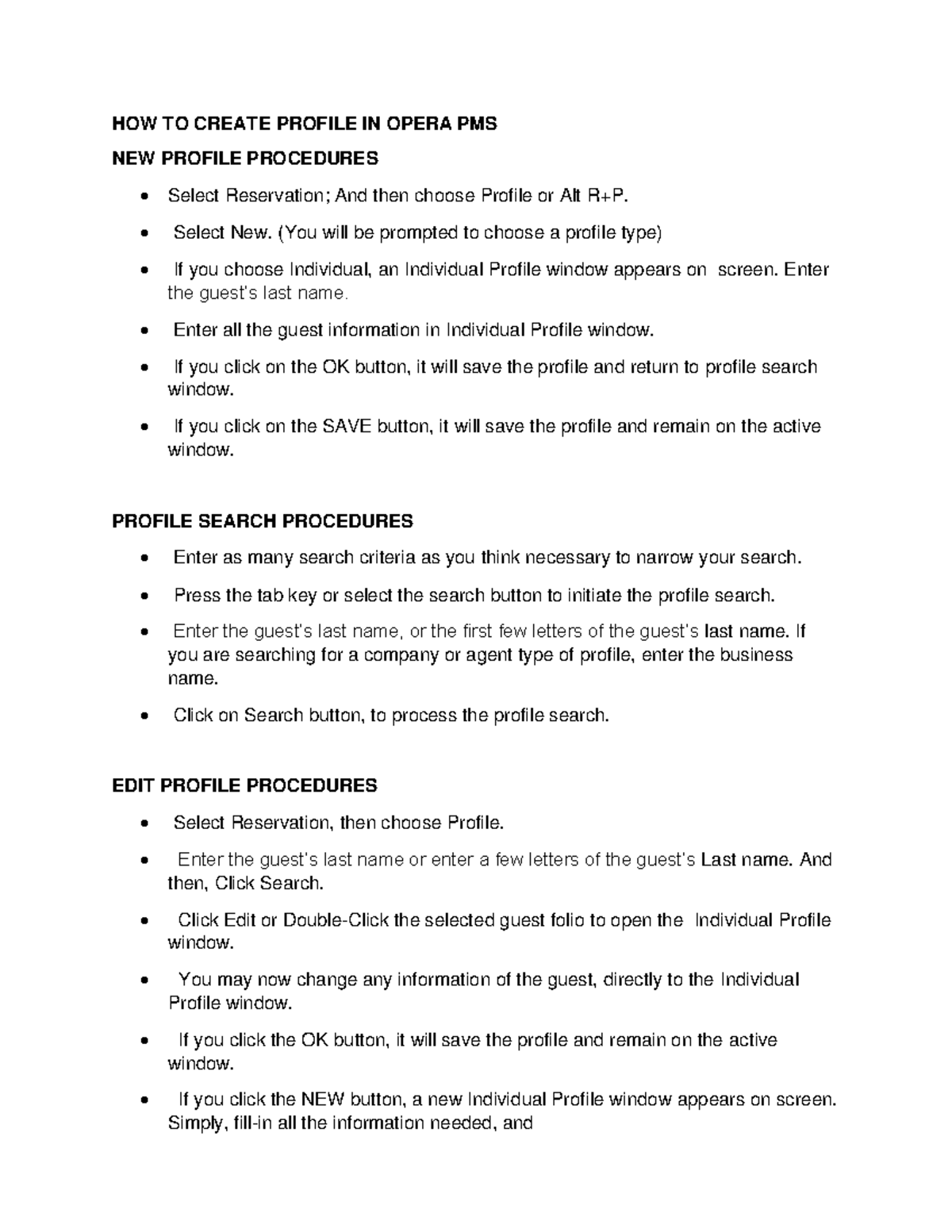 HOW TO Create Profile IN Opera PMS - Hotel and Restaurant ...