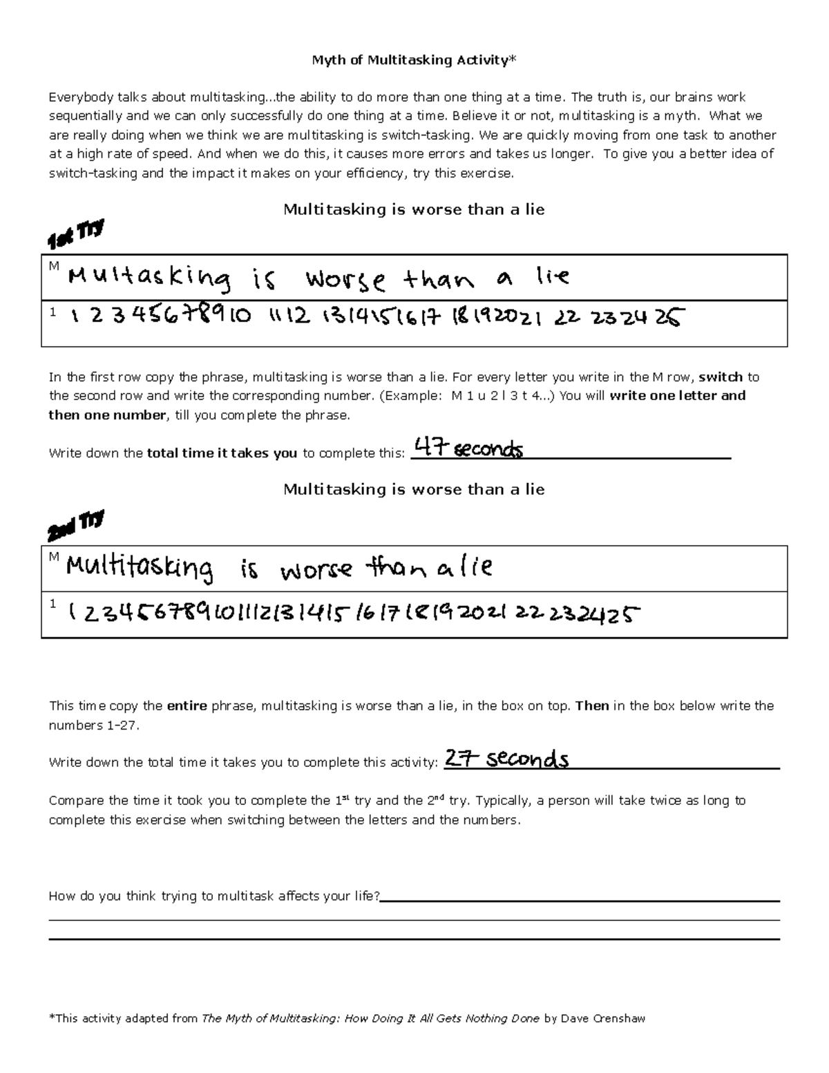 Untitled (Draft) - Myth of Multitasking Activity* Everybody talks about ...