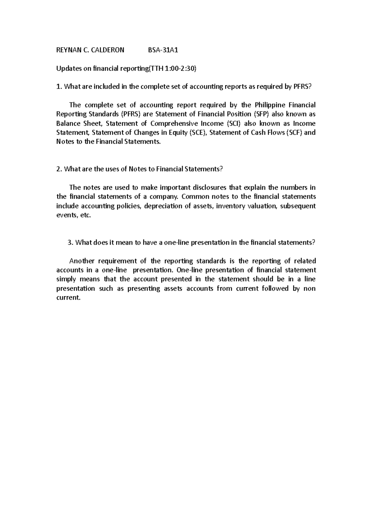 Calderon, Reynan C.- Updates ON Financial Reporting FS - REYNAN C ...