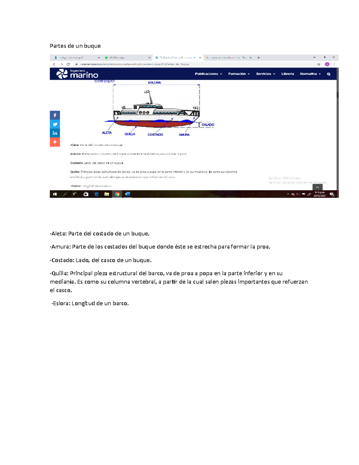 Buque - derecho maritimo - Partes de un buque ·Aleta: Parte del costado ...