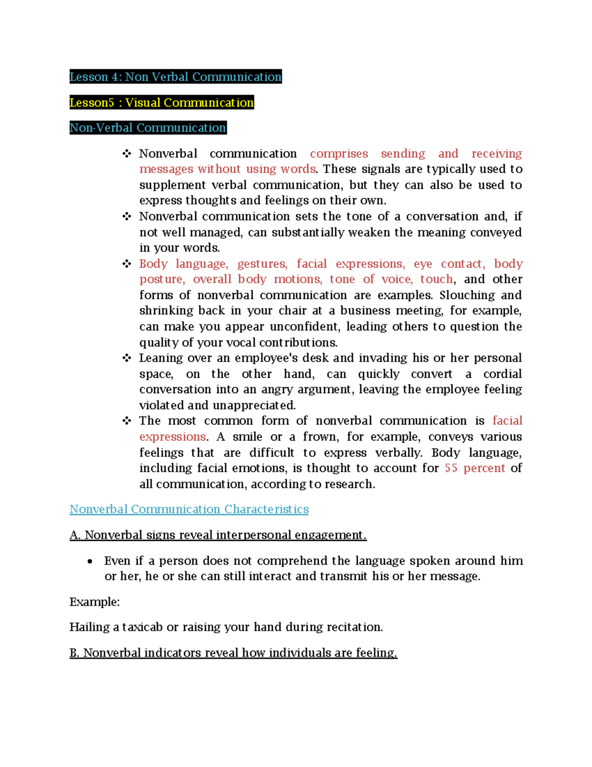 Non Verbal And Visual Communication Notes Lesson 4 Non Verbal non-verbal-and-visual-communication-notes-lesson-4-non-verbal