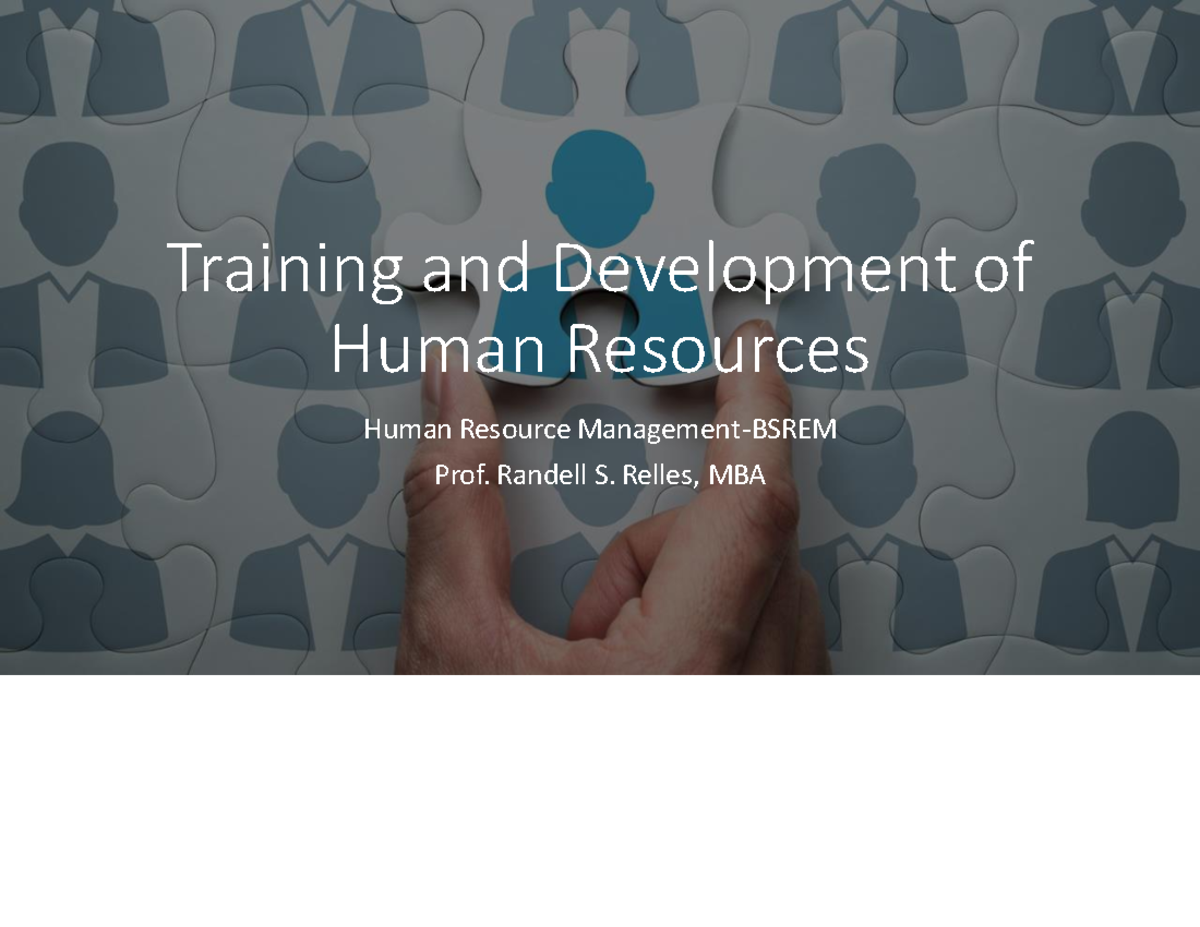Training and Development of Human Resources - Training and Development ...