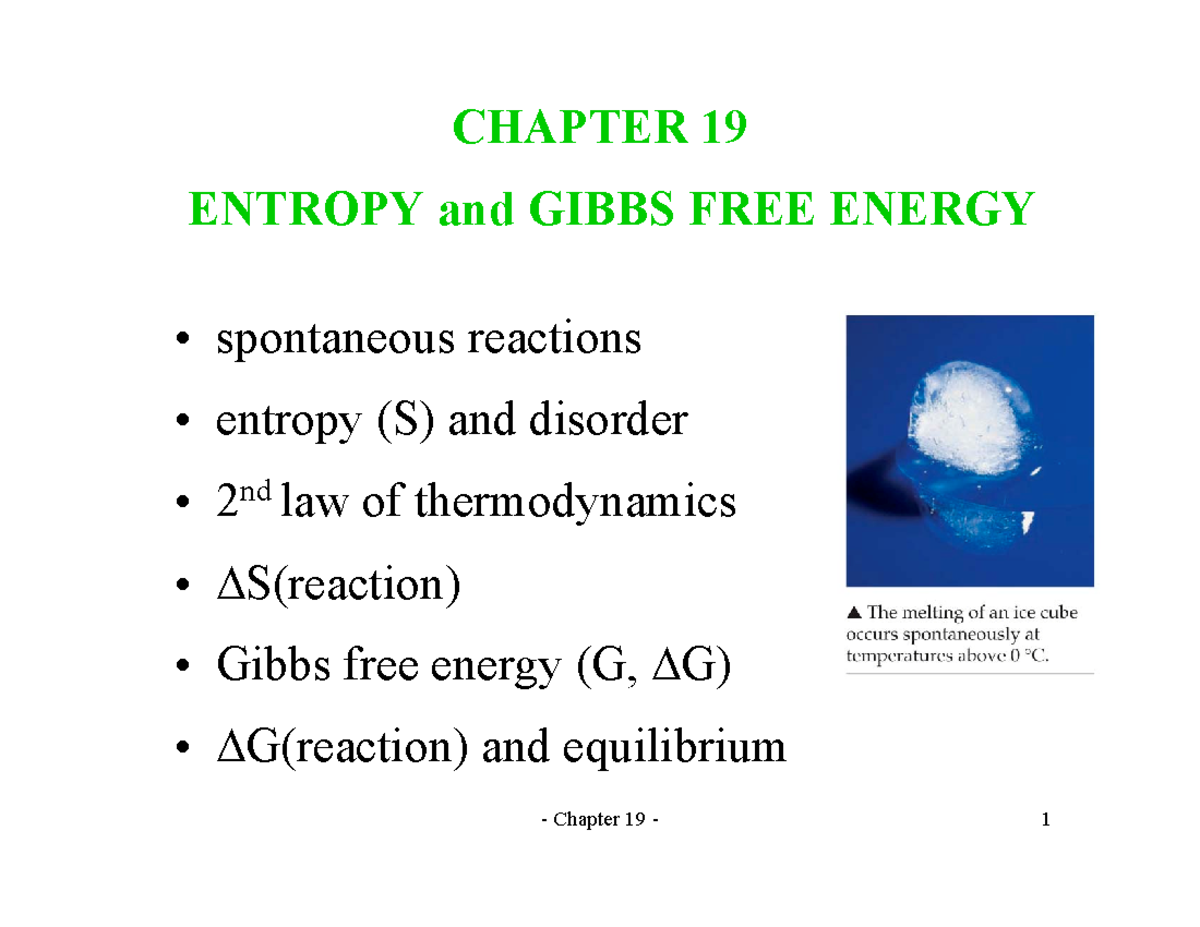 CHEM LECTURE NOTES 4 CHAPTER 19 **EXTRA HELP** - CHAPTER 19 ENTROPY and ...
